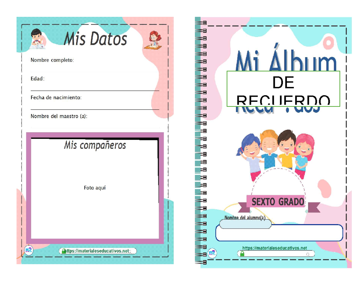 Álbum de Recuerdos de la Primaria: Sexto Grado - Studocu
