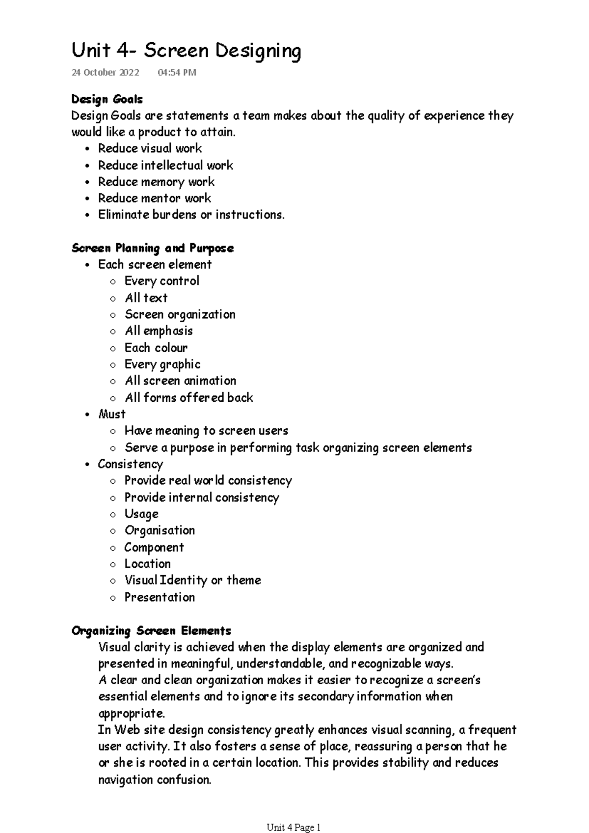 HCI Unit 4: Key Concepts in Screen Designing and Navigation - Studocu