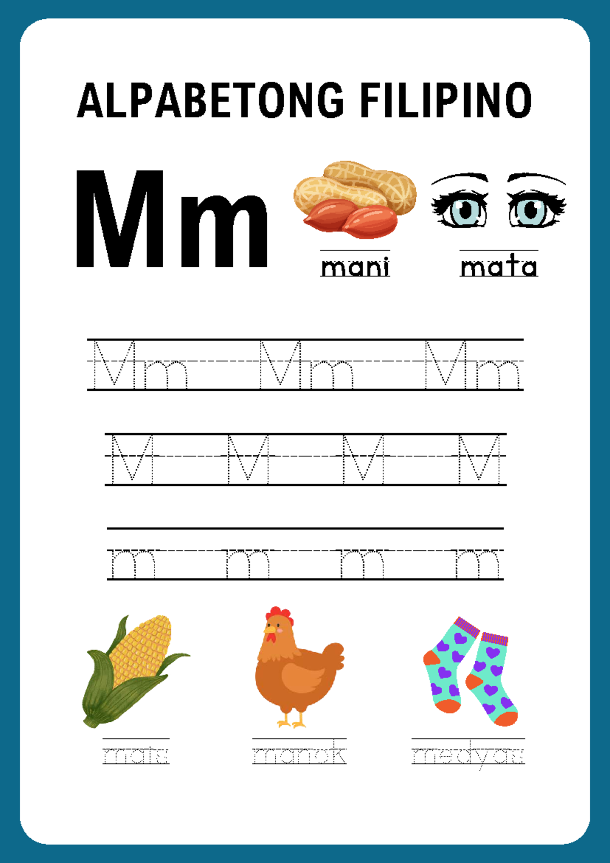 Alpabetong Filipino Letrang Mm Worksheet in Blue Simple Style ...