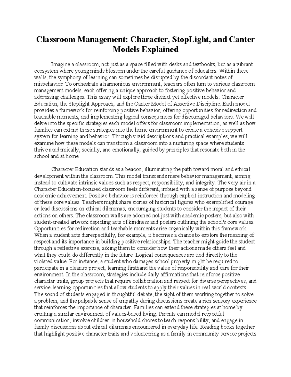 Classroom Management Models: Character, Stoplight & Canter Explained ...