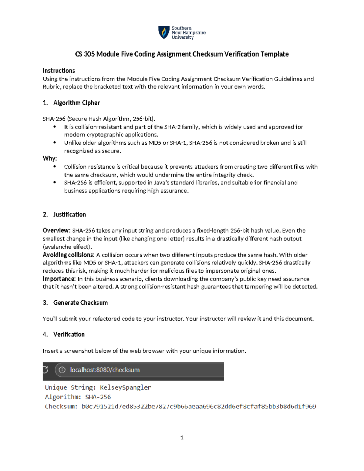 CS 305 Module 5 Coding Assignment: Checksum Verification Guide - Studocu