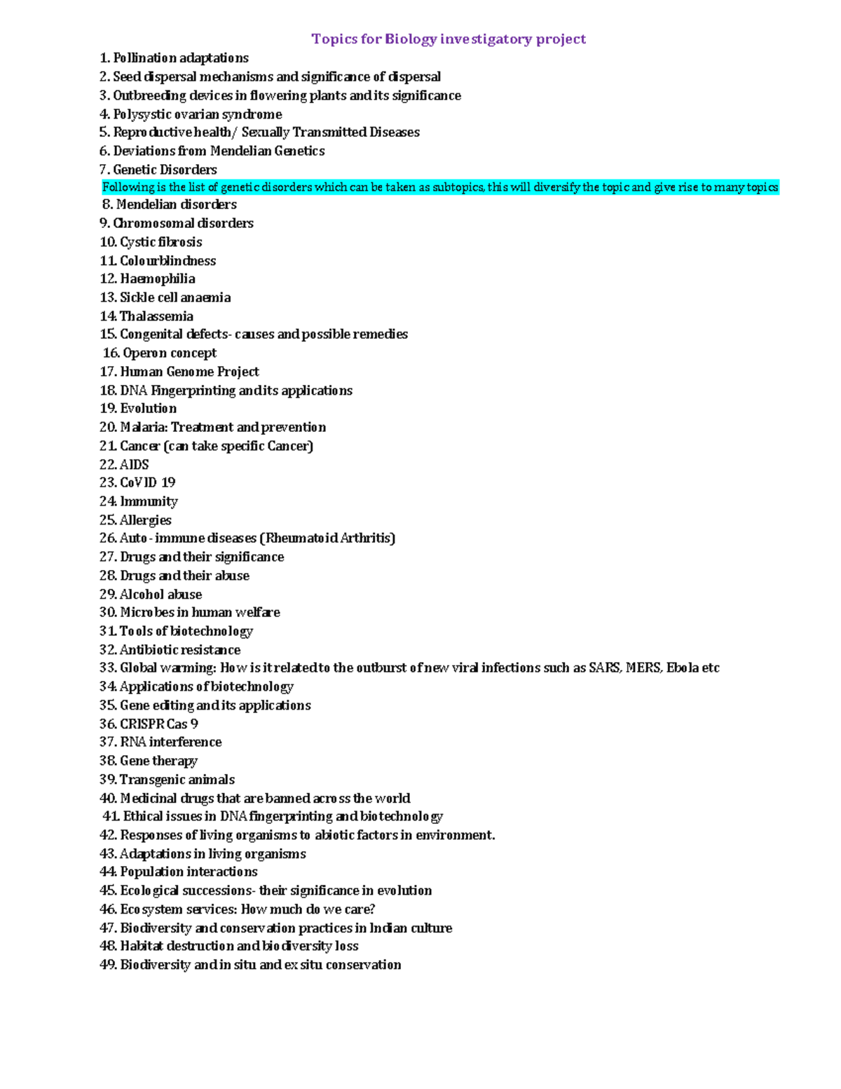 Biology Investigatory Project Topics: A Comprehensive Guide - Studocu