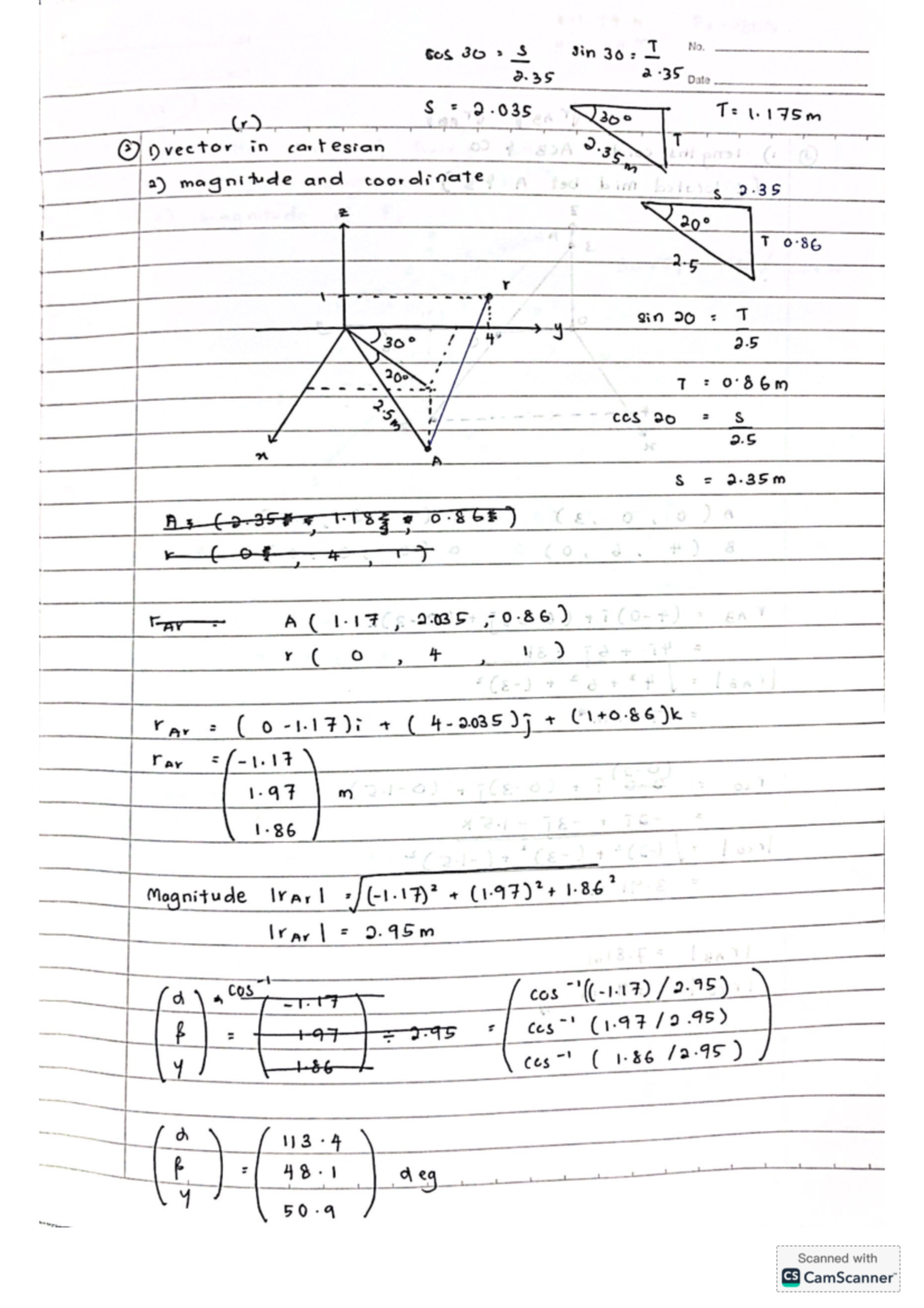 Statics - Static chapter 2 - 50530 s sin 30 : T No. 2 2 Date (r) 300 1 ...