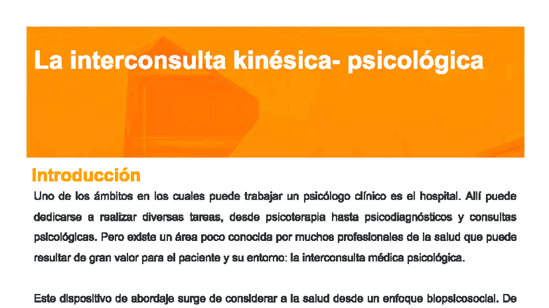 Interconsulta Psicológica en el Ámbito Hospitalario - Módulo 3 - Studocu