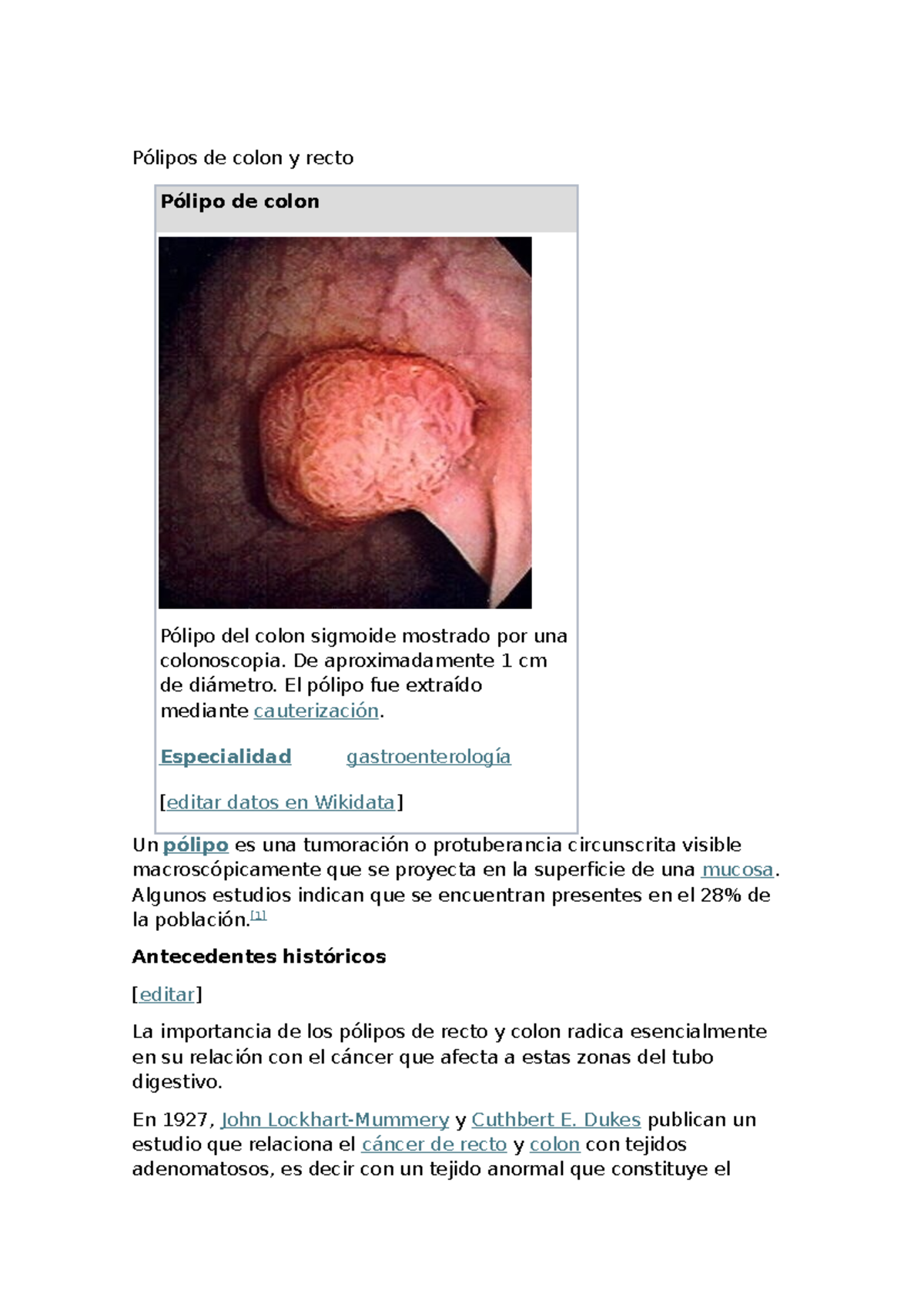 Pólipos de colon y recto - Pólipos de colon y recto Pólipo de colon ...