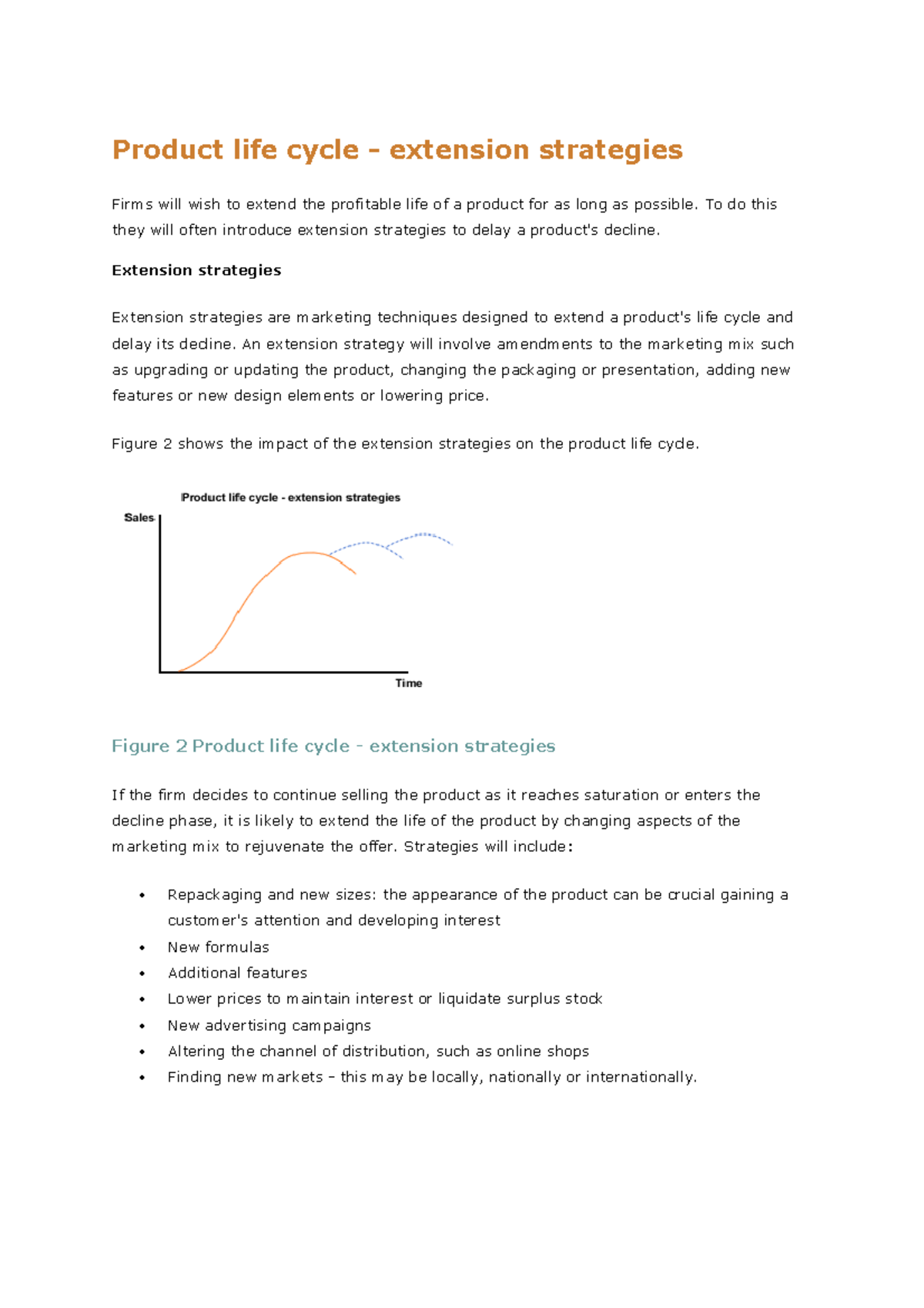 Product life cycle extenstion strategy - Product life cycle - extension ...
