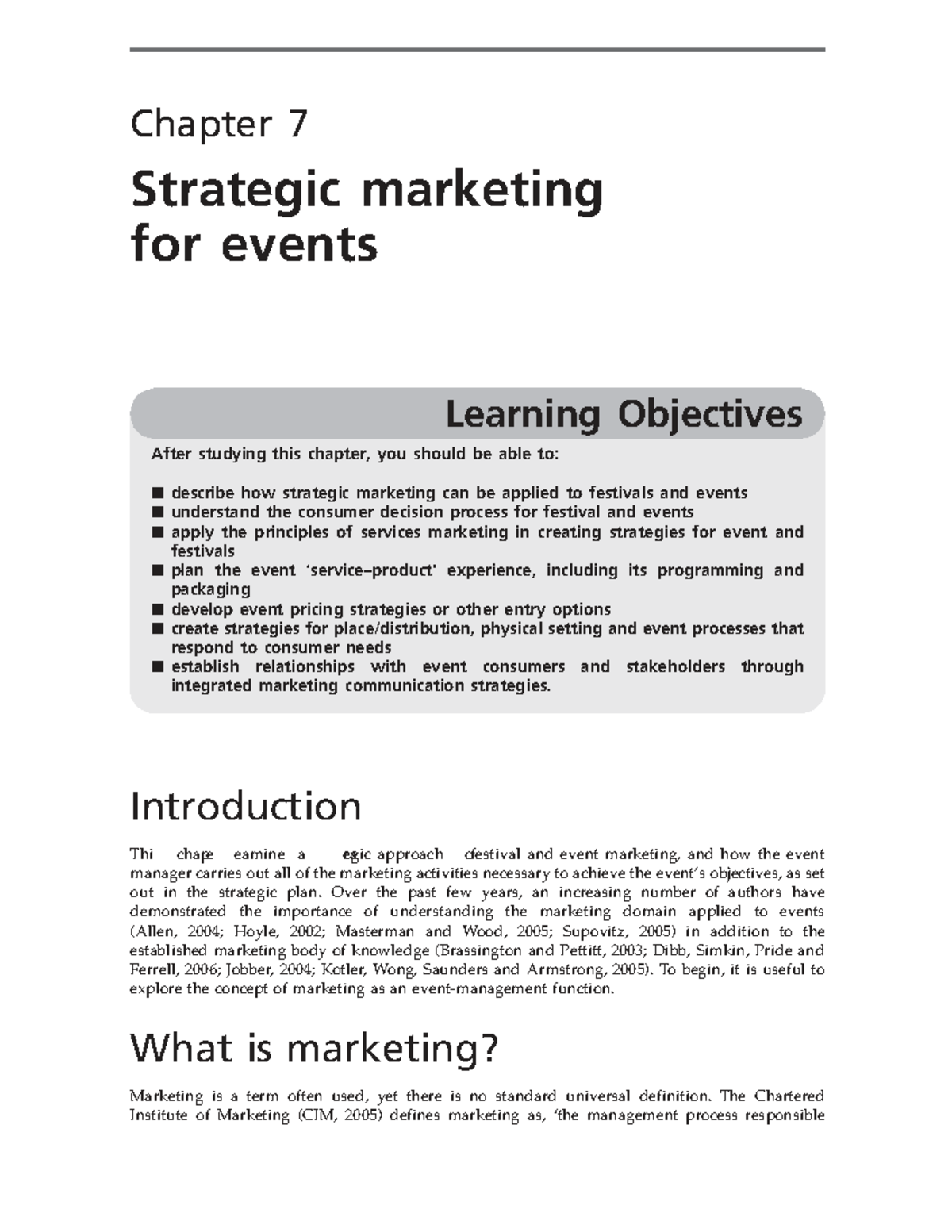 Chapter 7: Strategic Marketing for Events - Key Learning Objectives ...