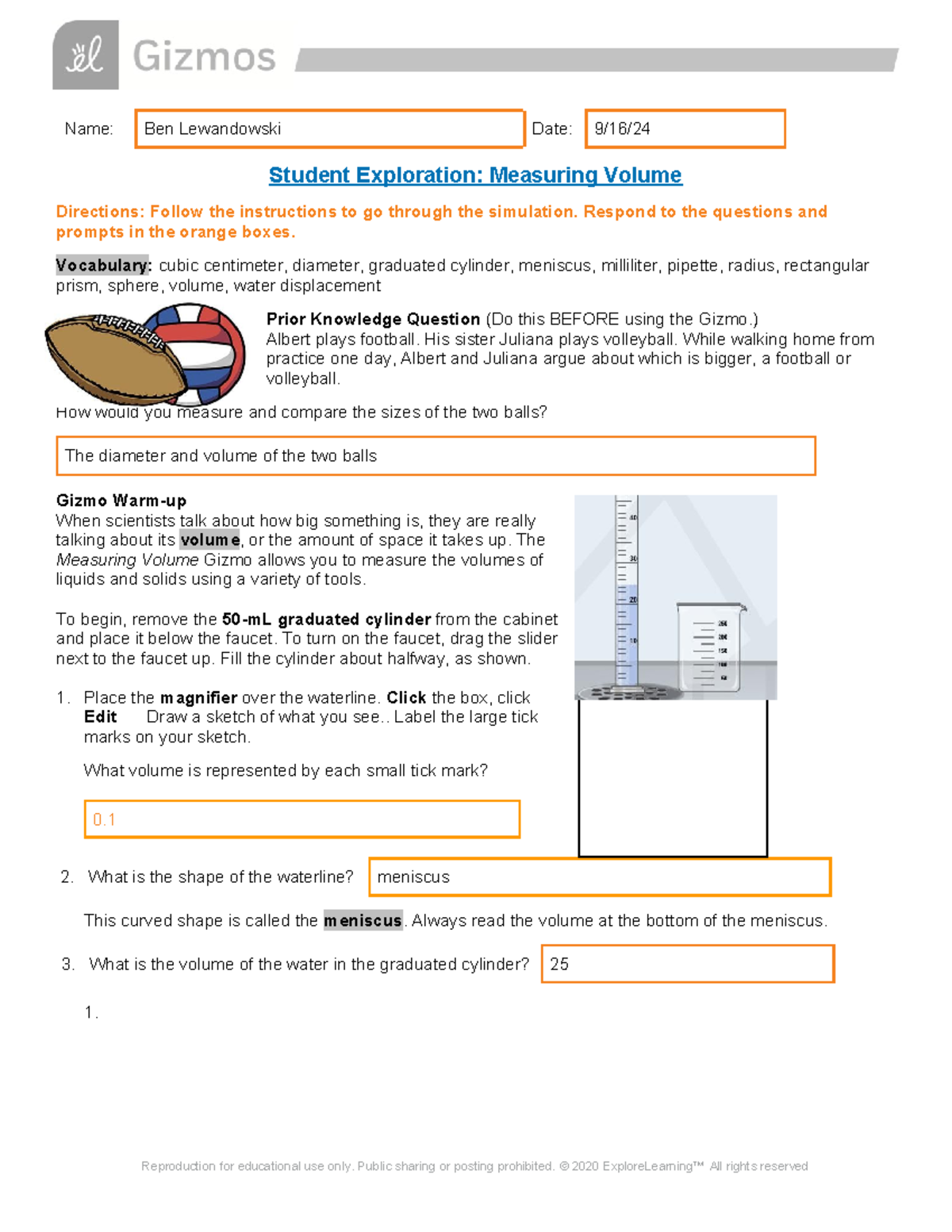 Copy of Measuring Volume SE: Student Exploration Guide - Studocu