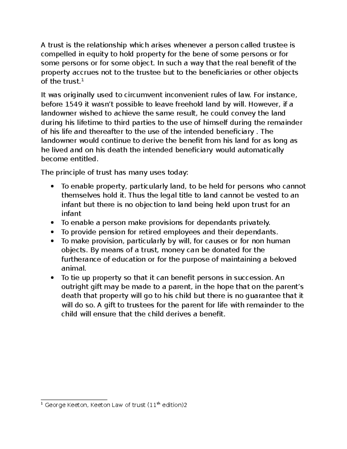 Trusts in the Legal System: Definition & Purpose (Course Code: 1) - Studocu