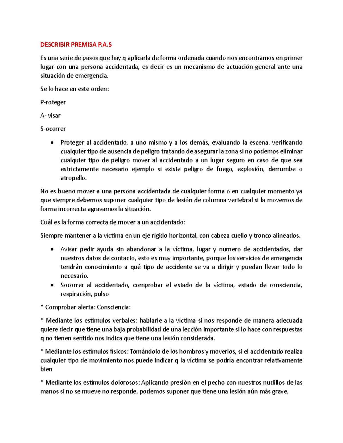 Describir Premisa P - DESCRIBIR PREMISA P.A Es una serie de pasos que ...