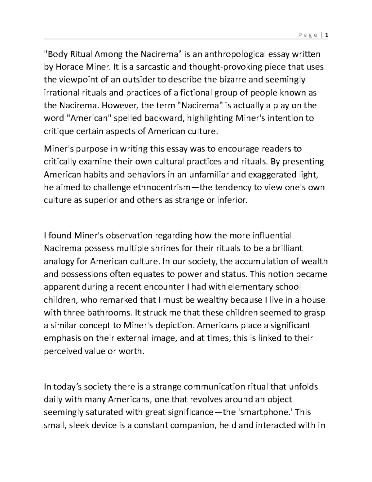 Body Rituals in the Nacirema: A Critique of American Culture - Studocu