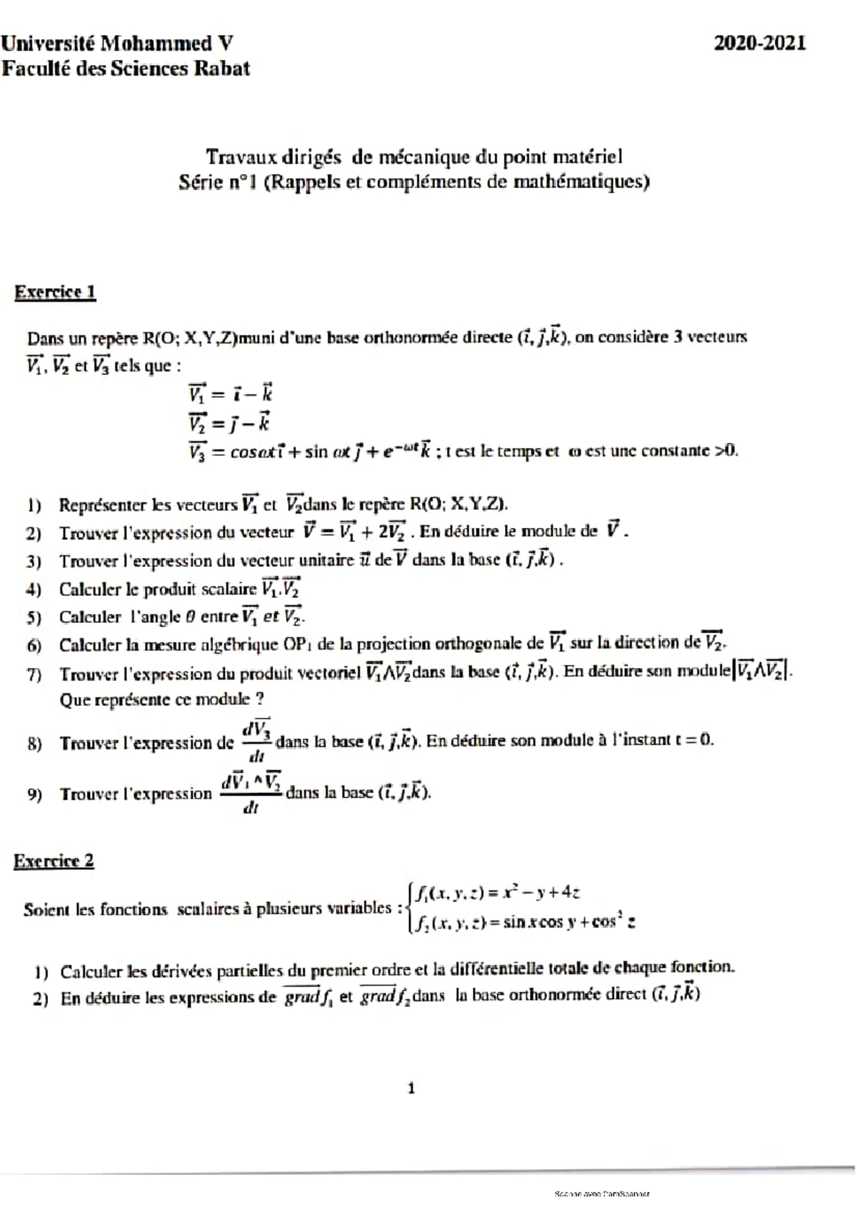 Coordonnées Curvilignes et Base de Frenet - Chapitre 1 de Cinématique ...