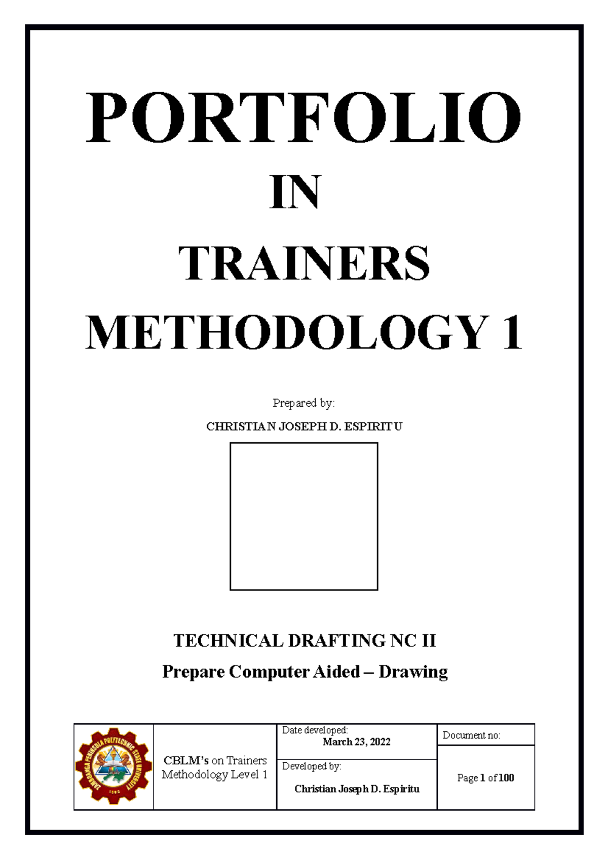 Portfolio Template for Technical Drafting NC II: CBLM Trainers ...