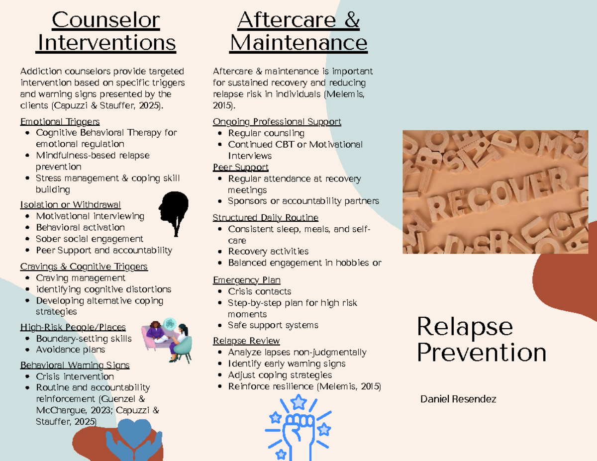 Relapse Prevention Resource: Strategies for Aftercare Maintenance - Studocu