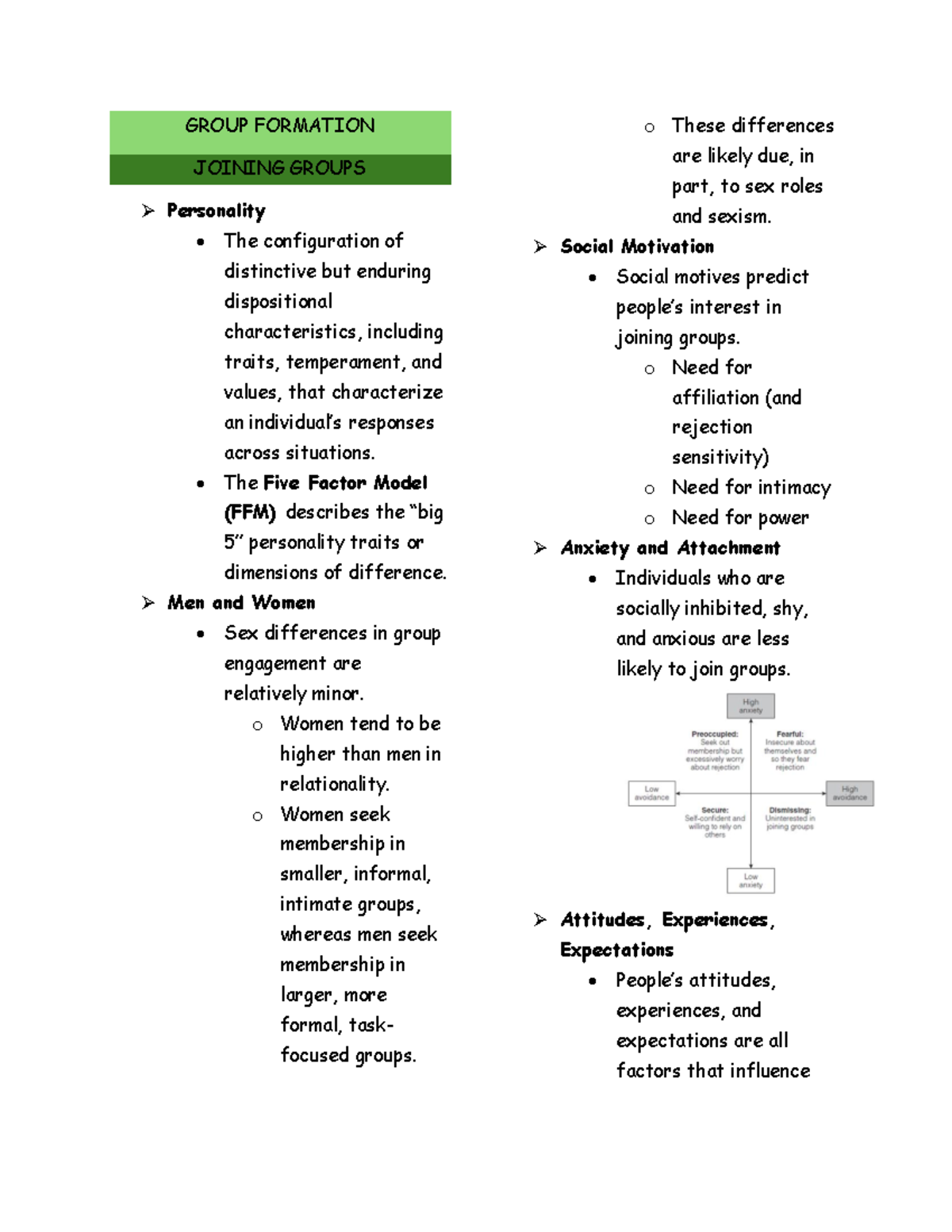 Group Formation: Social Dynamics and Affiliation - PSY101 - Studocu