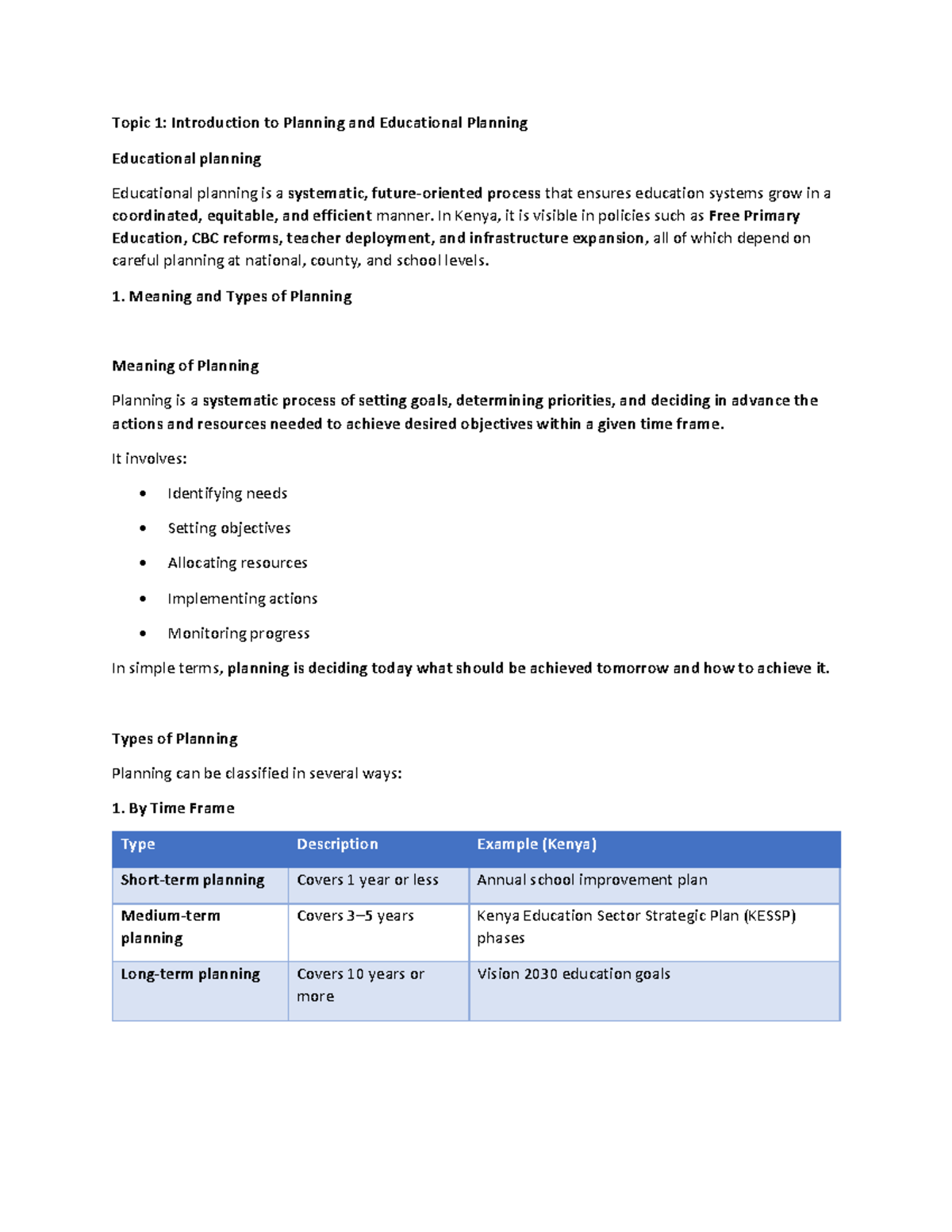 EDU 101: Intro to Planning & Educational Planning Overview - Studocu