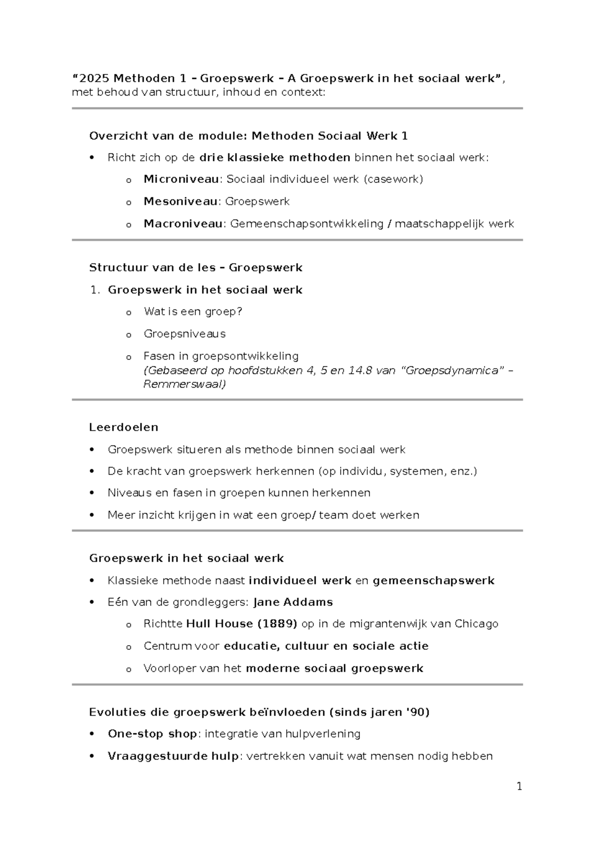 2025 Methoden 1 – Groepswerk – Overzicht van Groepswerk in Sociaal Werk ...