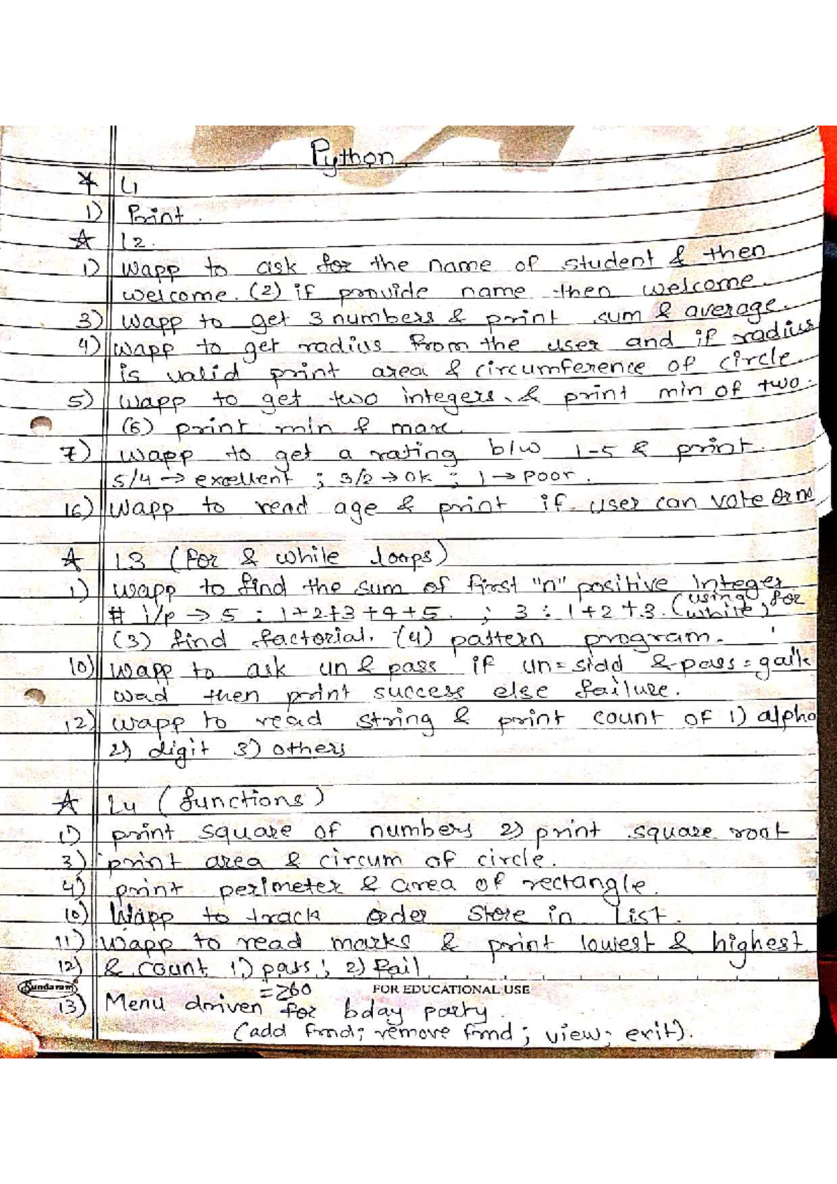 Python Programming Exercises and Applications (Course Code: A L3) - Studocu