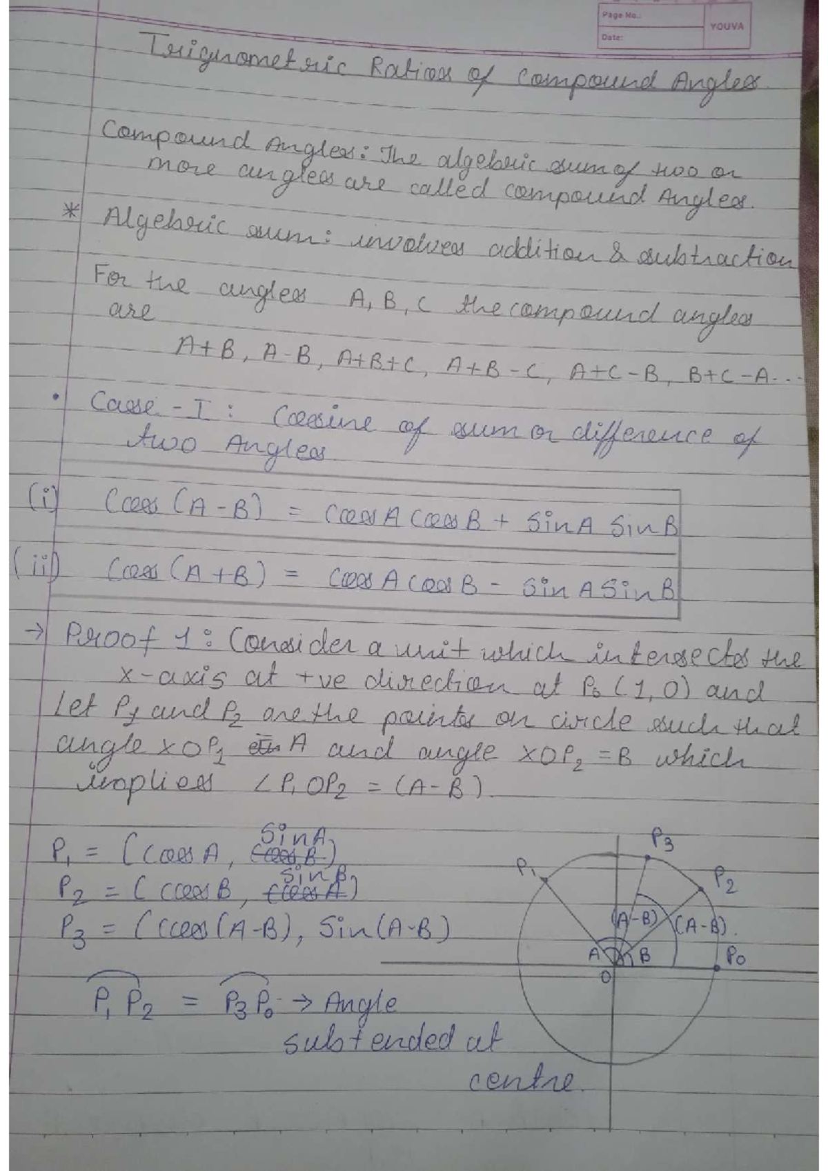Trigonometric Ratios of Compound Angles - YOUVA Study Guide - Studocu