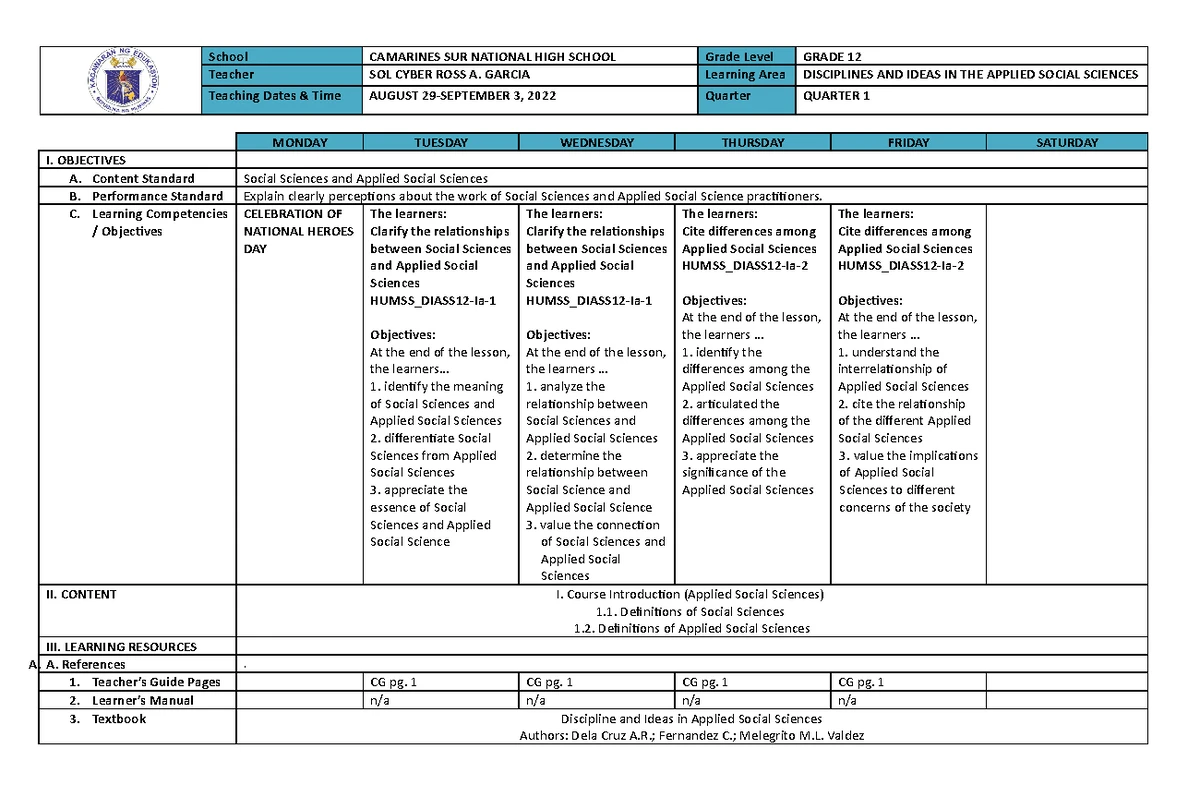 Diass Pre-Test - Republic of the Philippines Department of Education ...