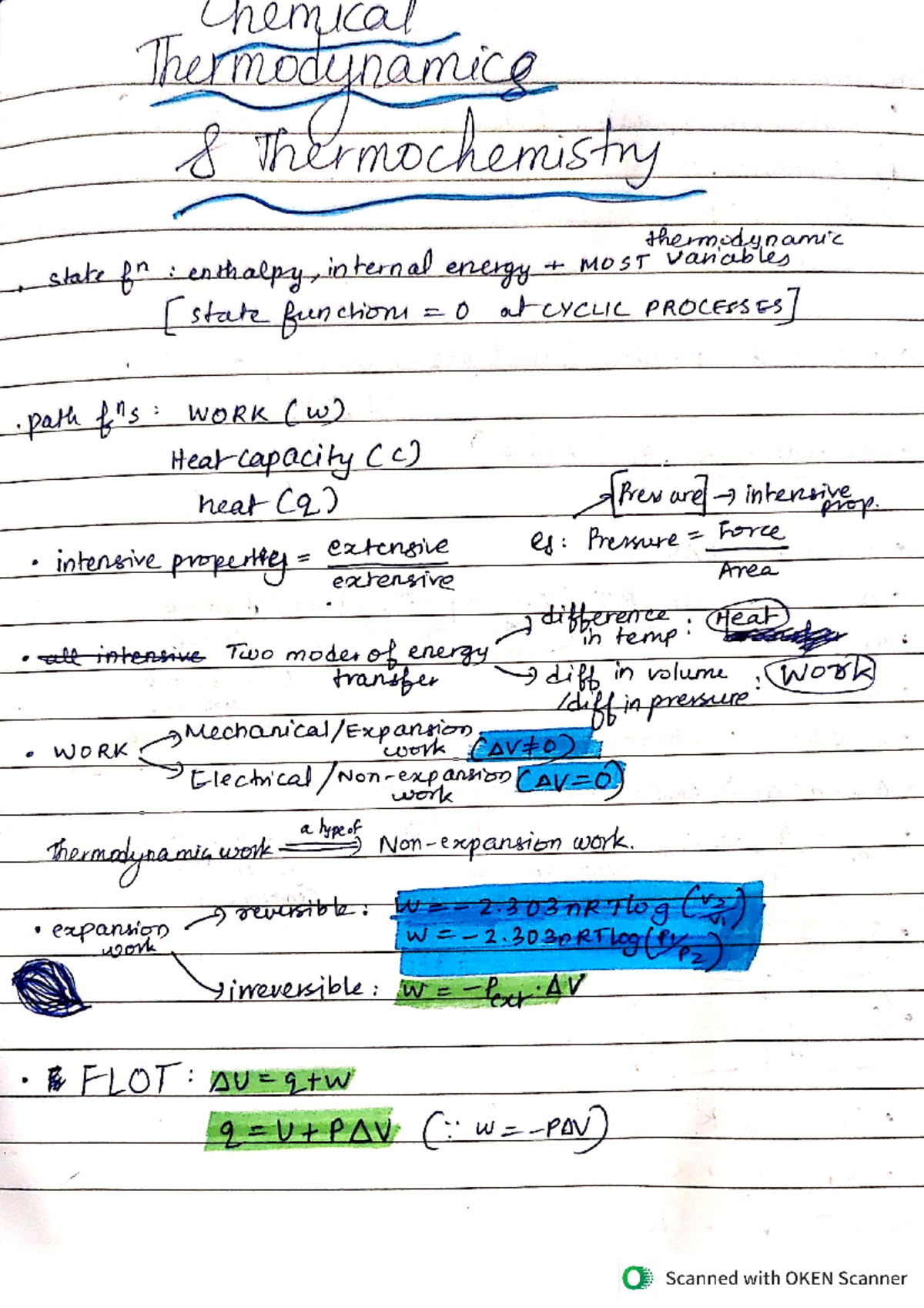 Thermodynamics & Thermochemistry Formula Sheet: Key Equations ...