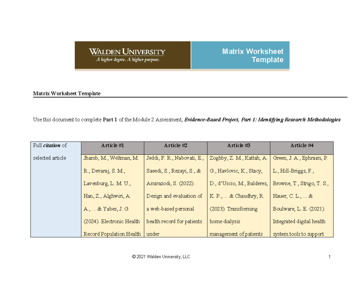 124401 9161553 MD2Assgn - Matrix Worksheet Template Use this document ...