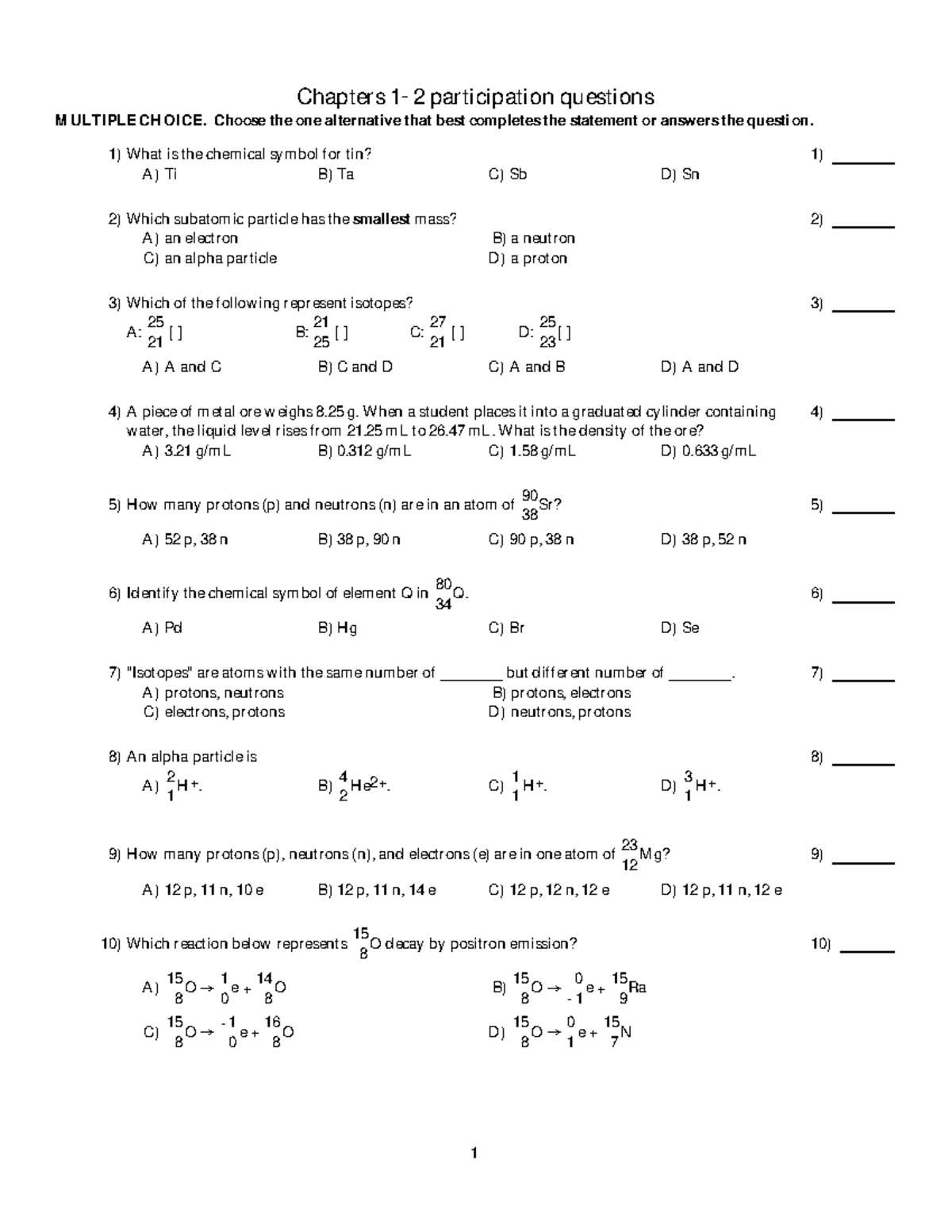 Ch1 2 Participation Questions - Chapters 1 - 2 participation questions MULTIPLE CHOICE. Choose ...