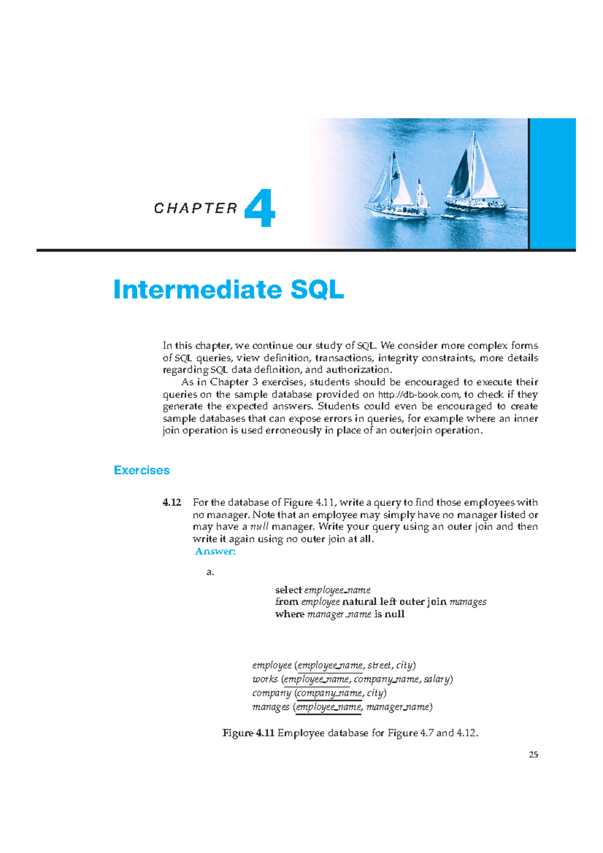 Answer To Database System Concepts C H A P T E R 4 Intermediate Sql In This Chapter We