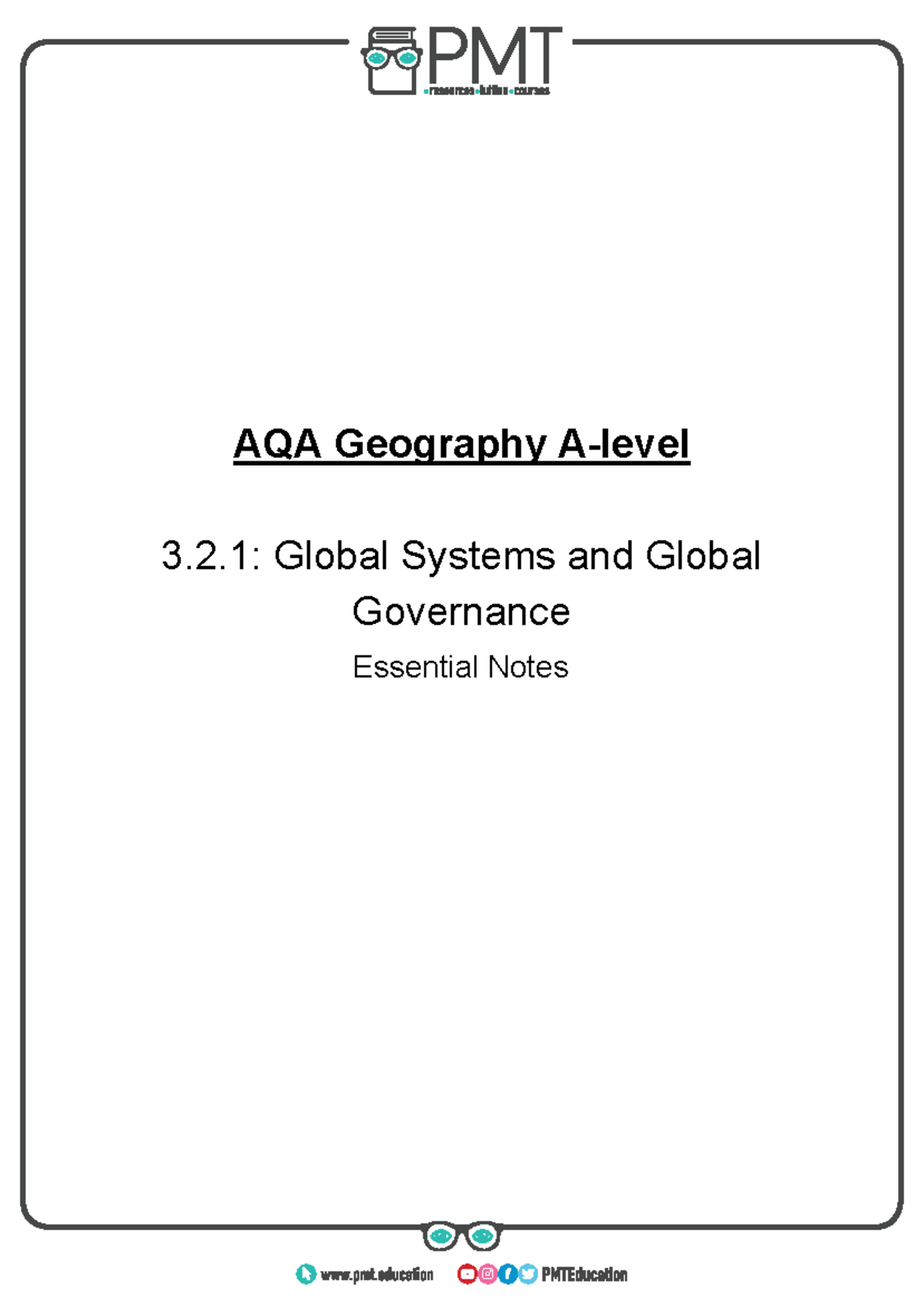 Essential Notes on Global Systems & Governance - AQA Geography A-level ...