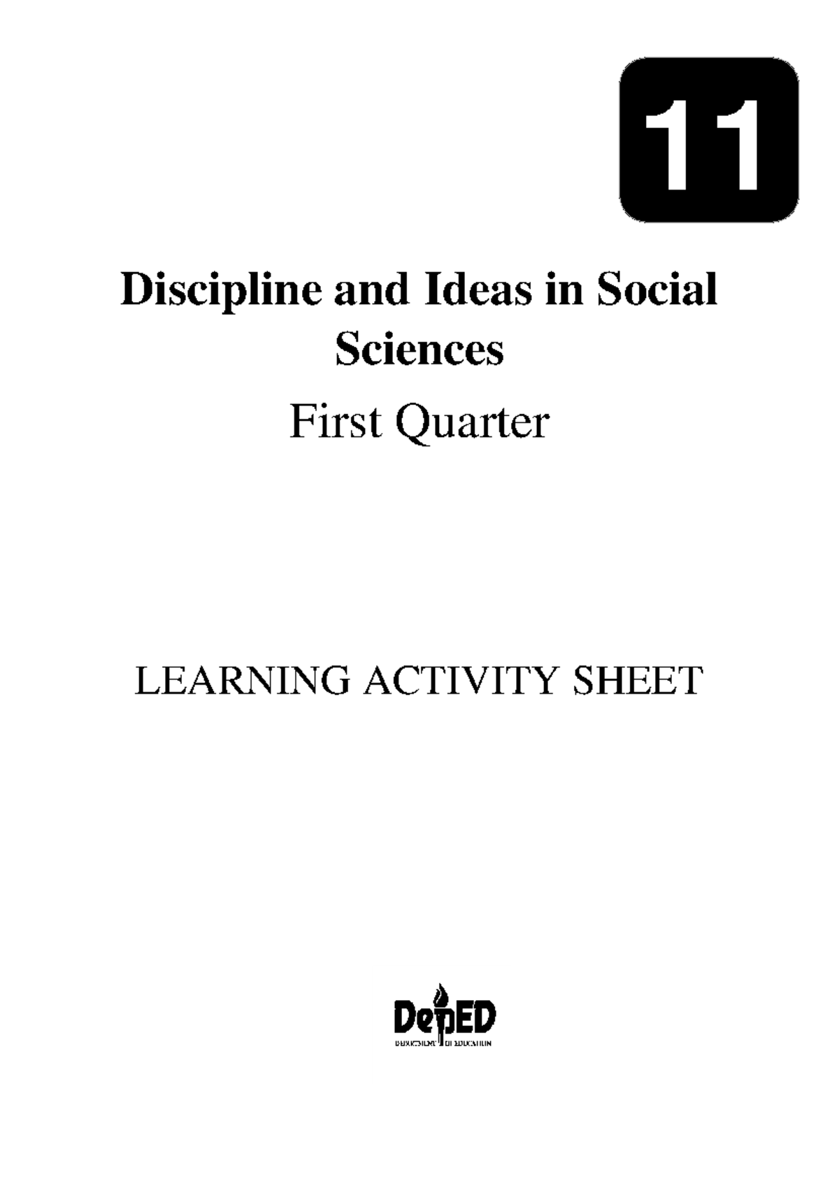 Grade 11 Learning Activity Sheet: Disciplines in Social Sciences - Studocu