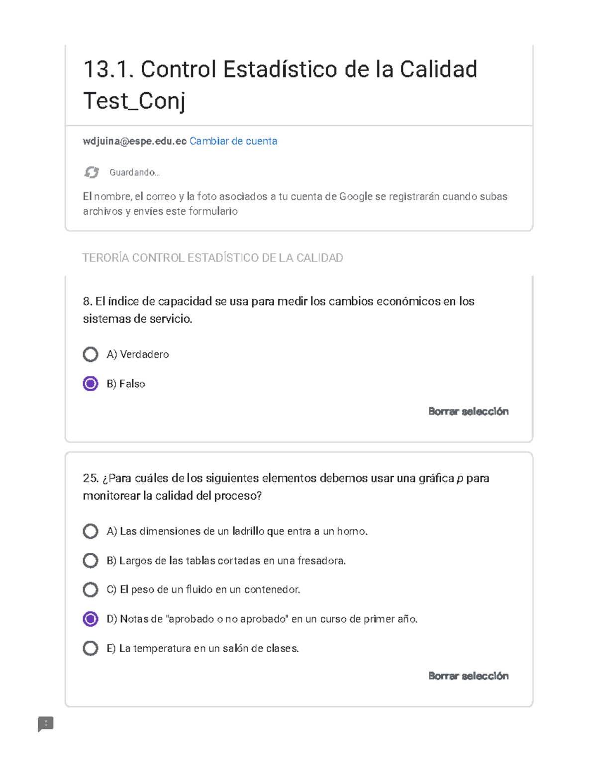 13.1. Test de Control Estadístico de la Calidad - Preguntas y ...