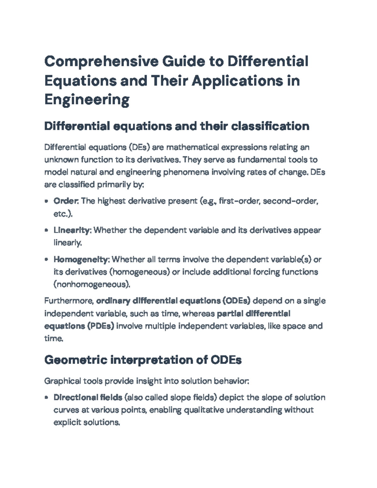 Comprehensive Guide to Differential Equations (ENGR 301): Concepts ...