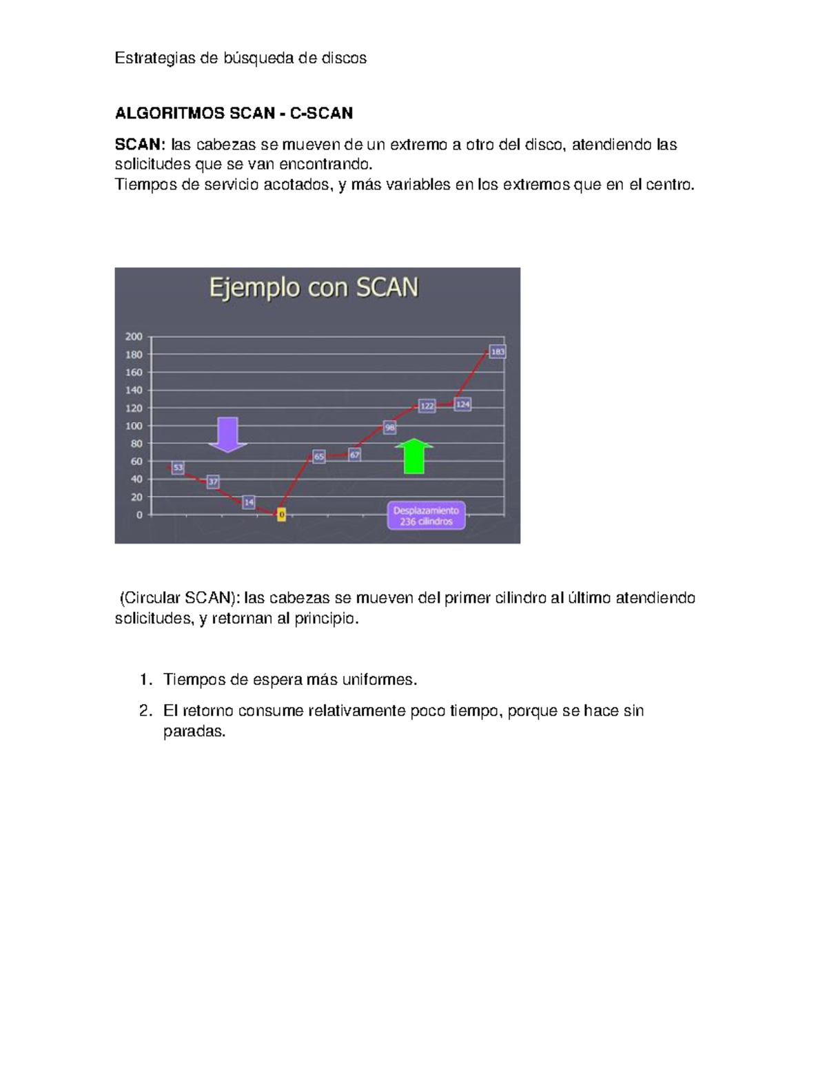 Estrategias de Búsqueda de Discos: Algoritmos SCAN y C-SCAN - Studocu