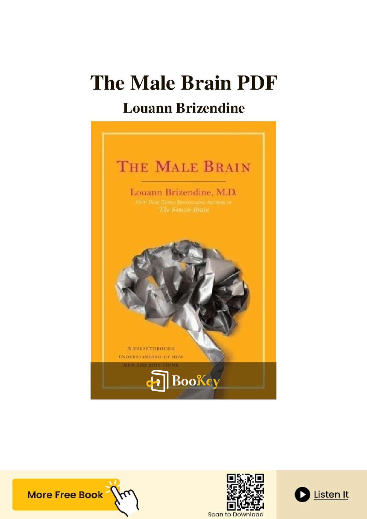 The Male Brain PDF - Insights on Masculine Thought & Behavior - Studocu