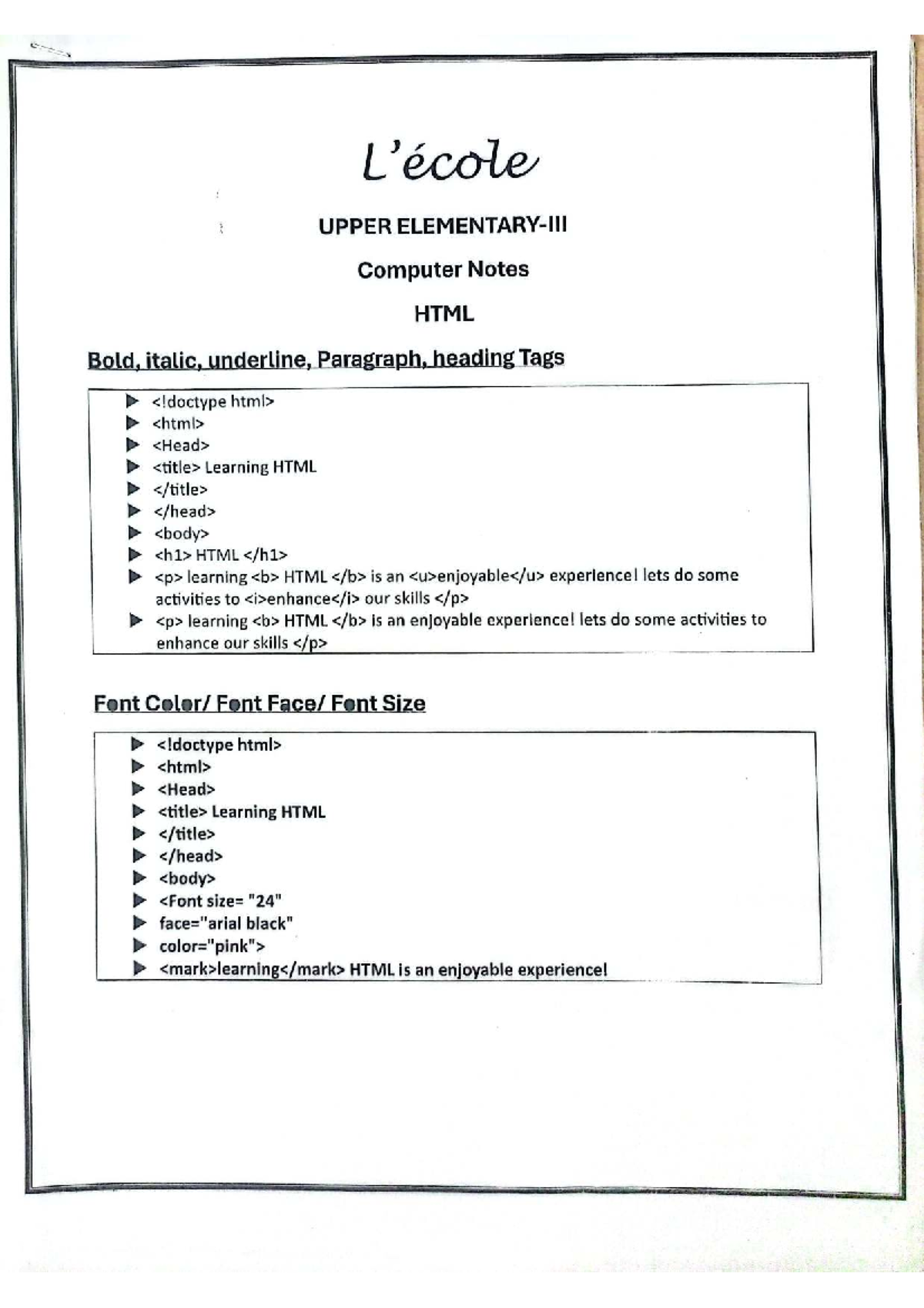 HTML Basics and Tags Overview - Computer Course Notes - Studocu