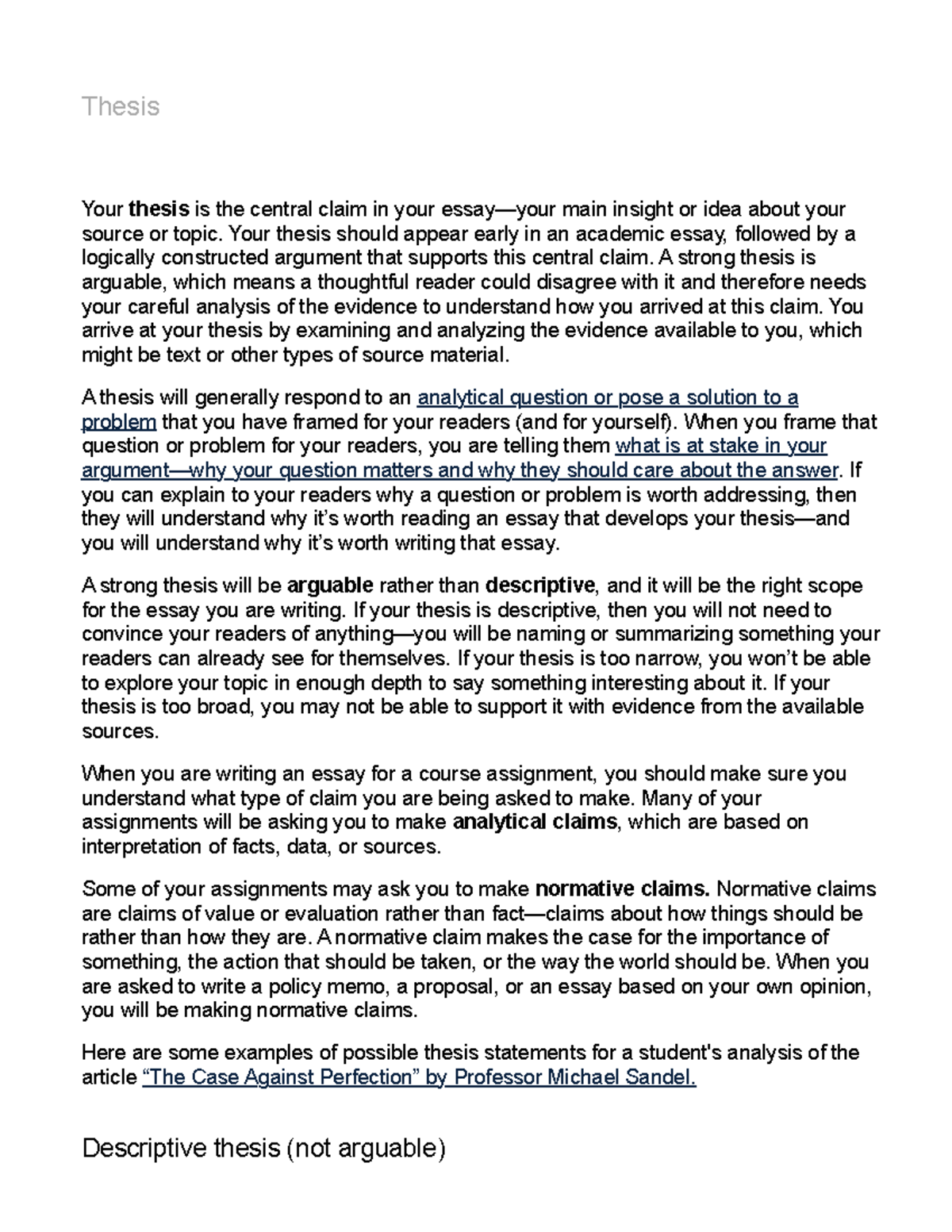 Thesis Development: Crafting Strong Arguments for Essays - Studocu