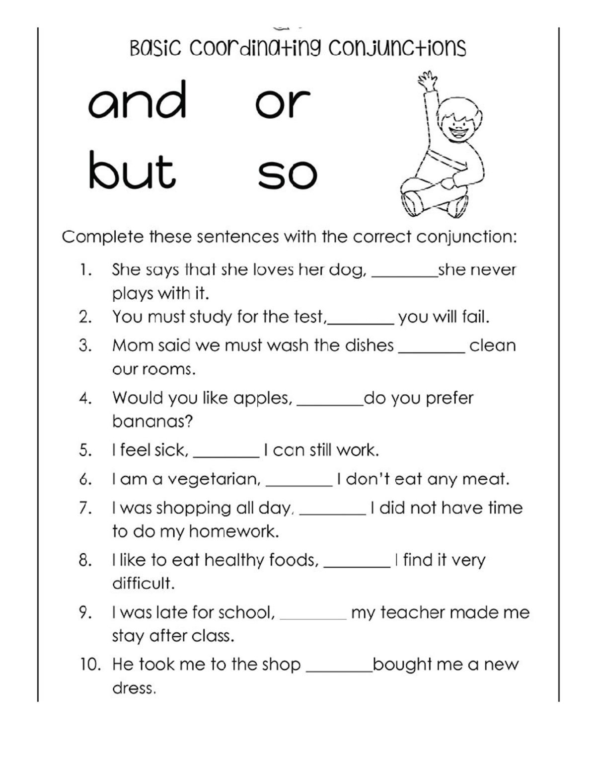 Handout: Basic Coordinating Conjunctions (And, Or, But) - Studocu