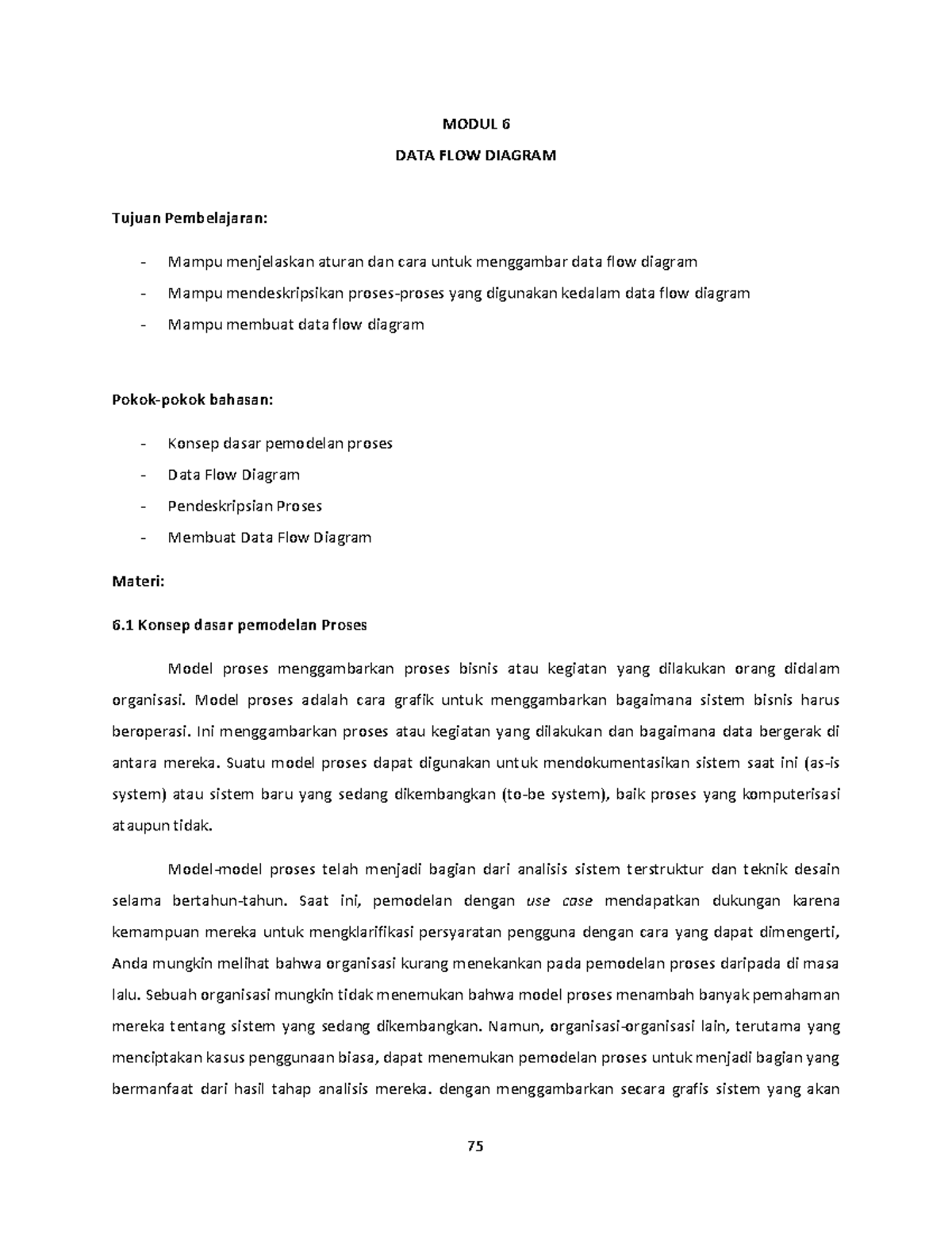 Modul 6.1: Pemodelan Proses dan Pembuatan Diagram Aliran Data - Studocu
