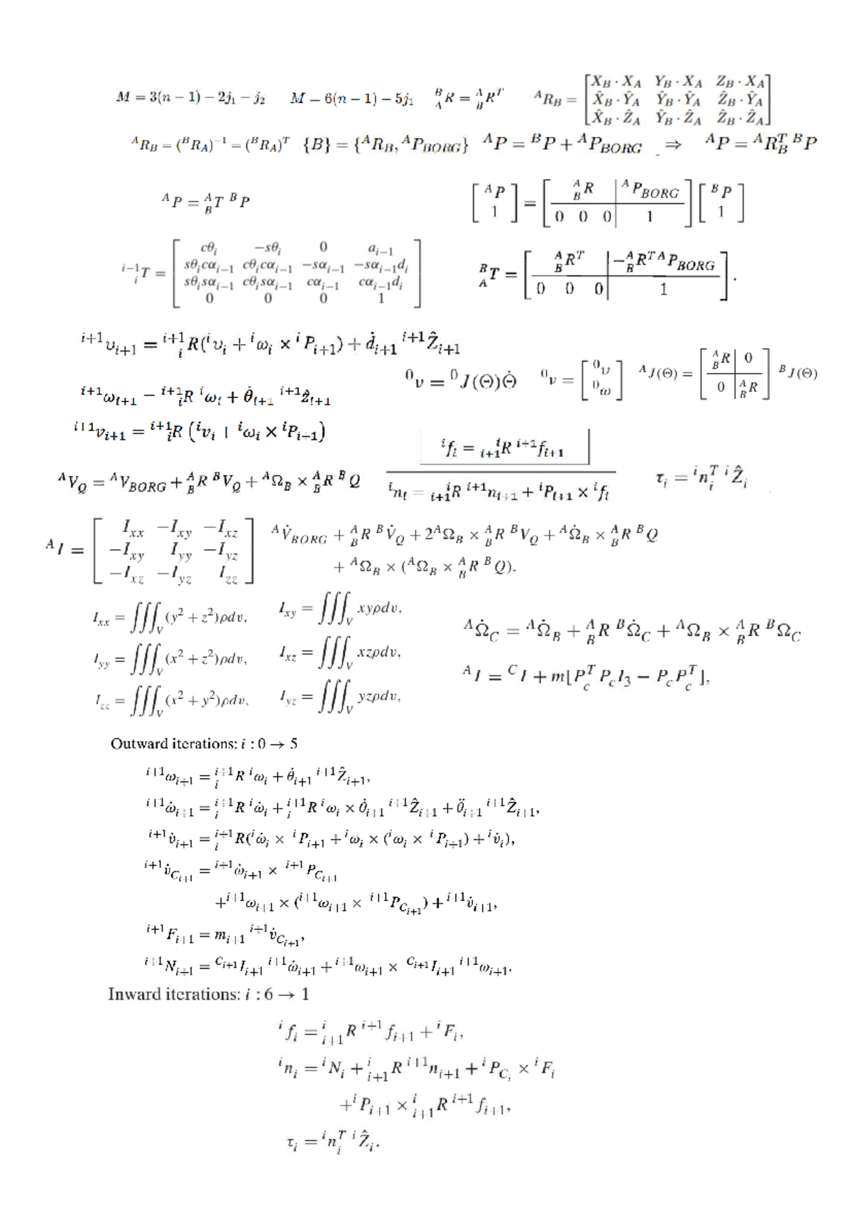 Formulas - ddddddddddddd - Introduction to Robotics - M 3(n 1) 2j₁ j₂ M ...
