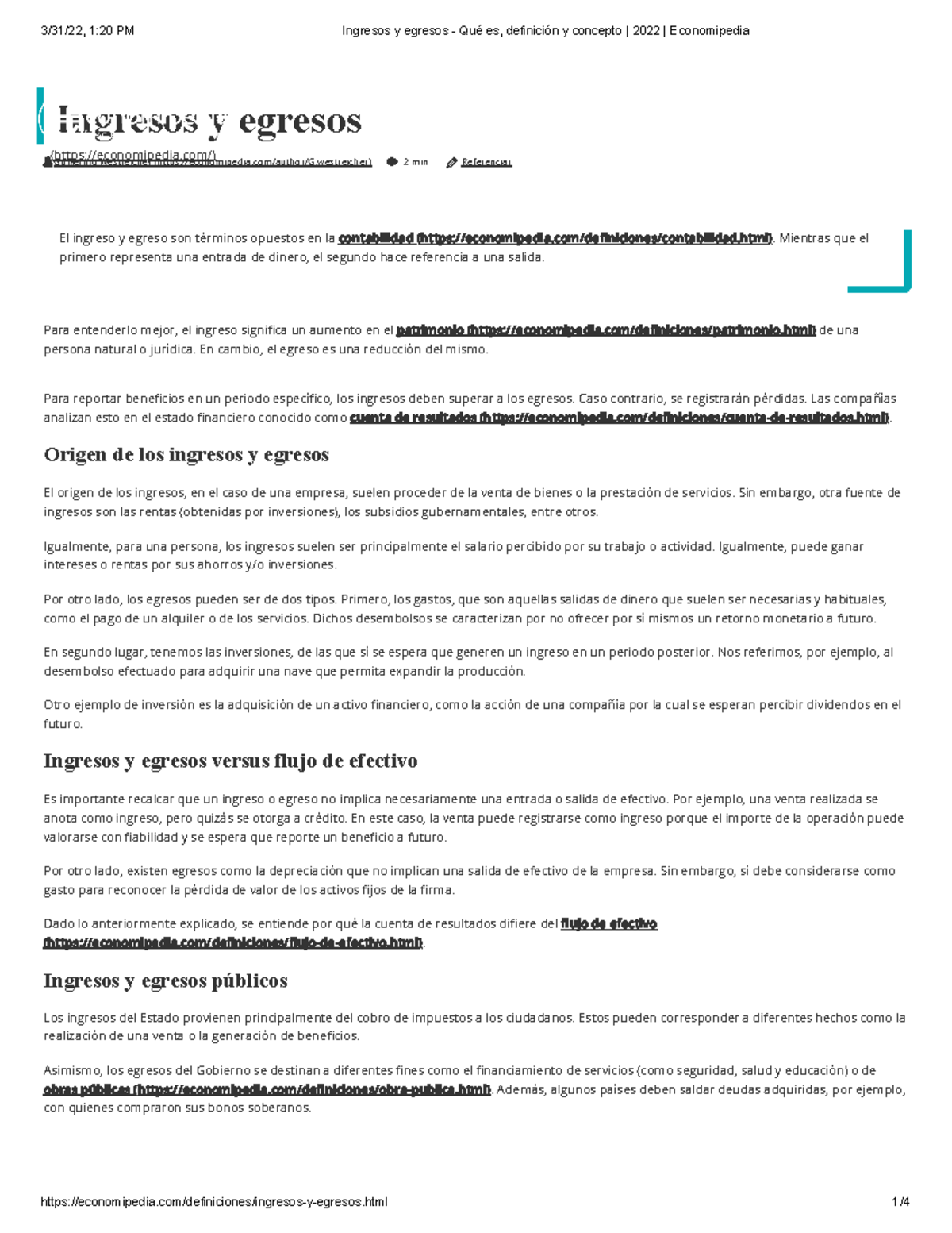 Ingresos y egresos - Qué es, definición y concepto 2022 Economipedia ...