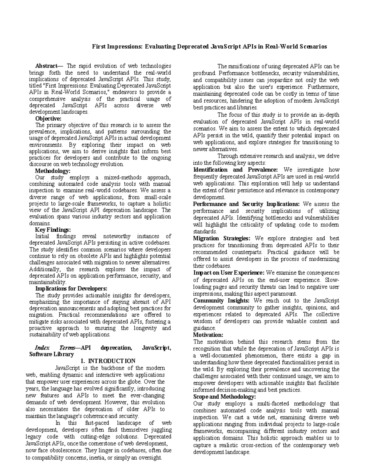 Evaluating Deprecated JavaScript APIs: Insights and Best Practices ...