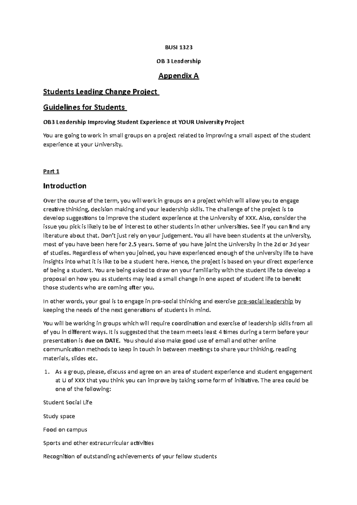 Appendix A Assingment Details for partners - BUSI 1323 OB 3 Leadership ...