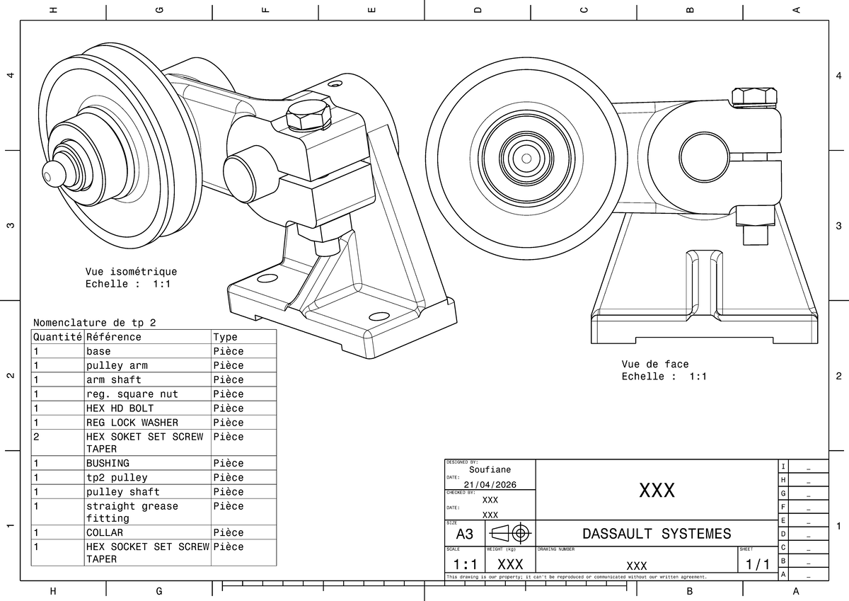 Drawing TP 2 Calque 3 - Isometric View and Nomenclature - Studocu