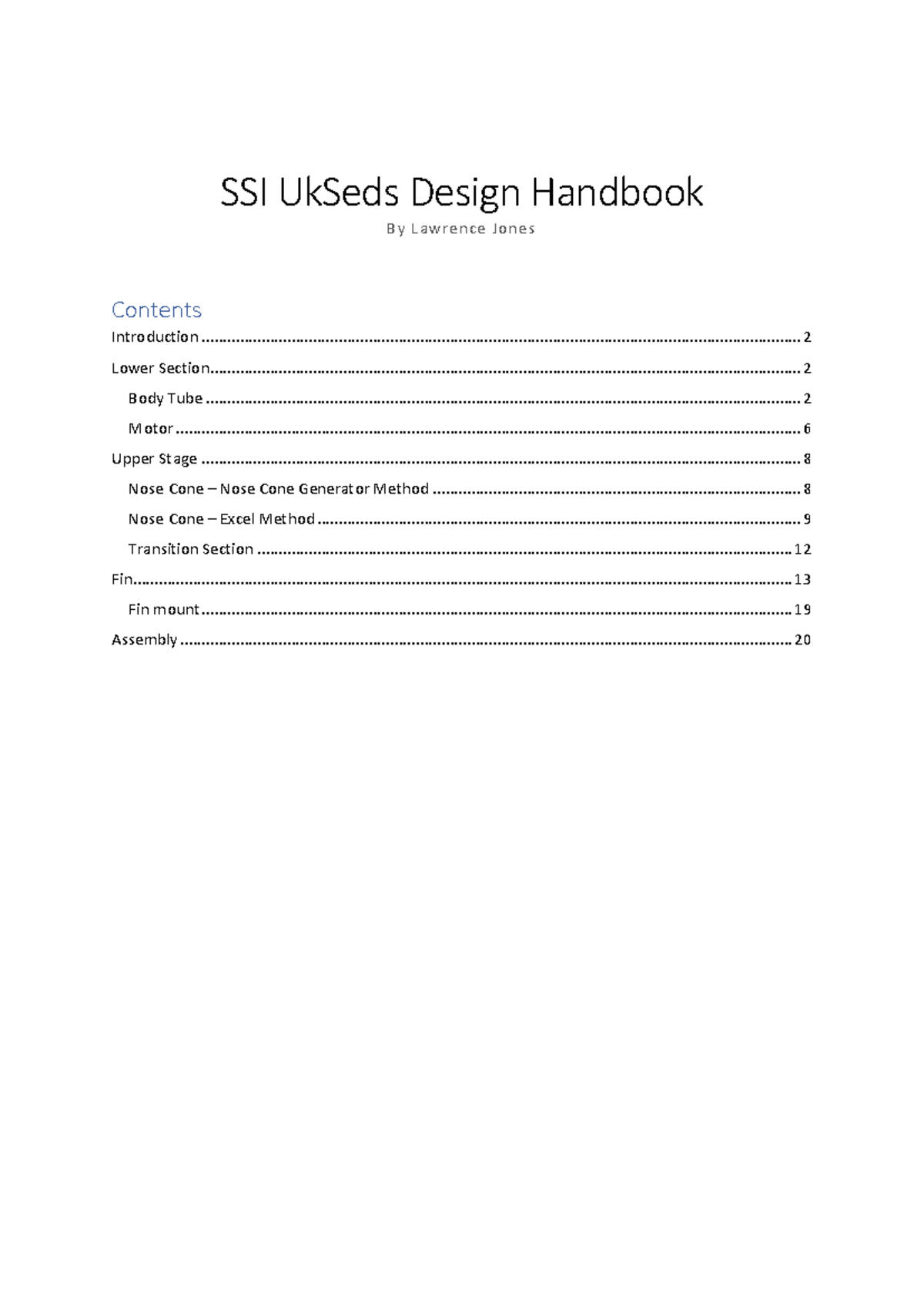 SSI UKSeds Design Handbook: Comprehensive Guide to Rocket Design - Studocu