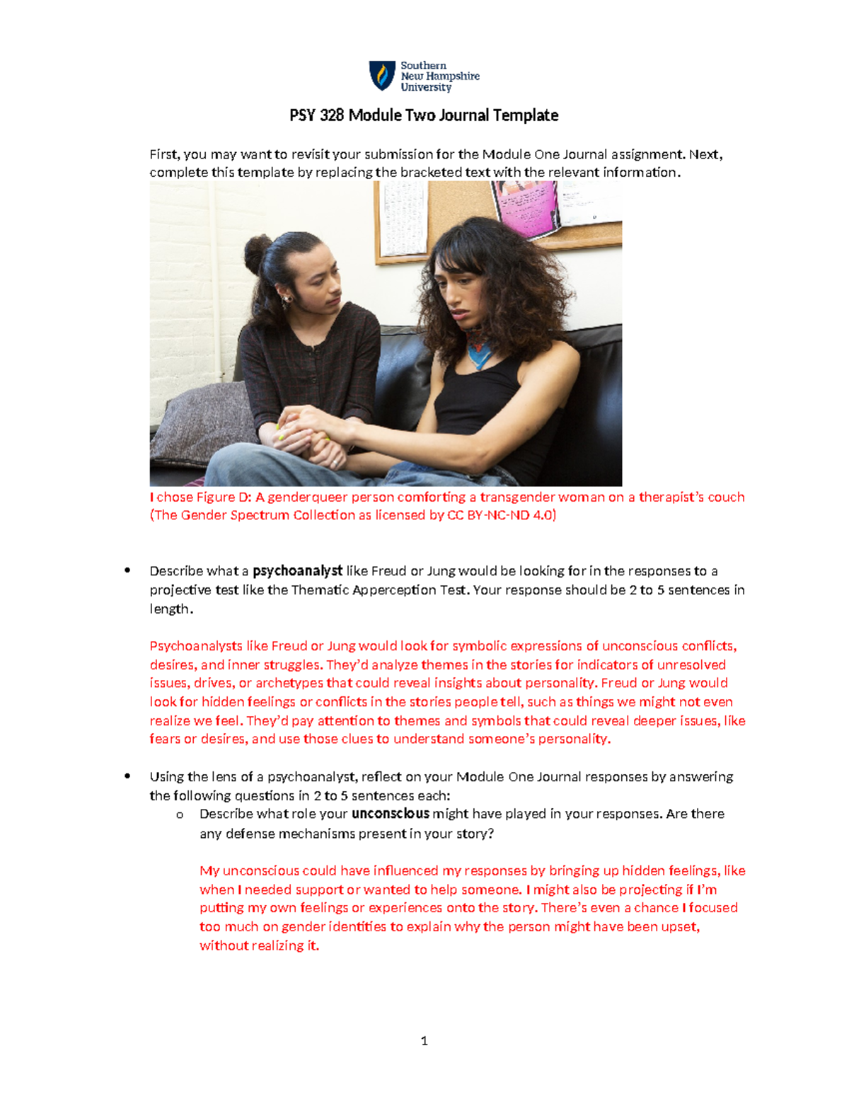 PSY 328 Module Two Journal: Psychoanalytic Reflections and Analysis - Studocu