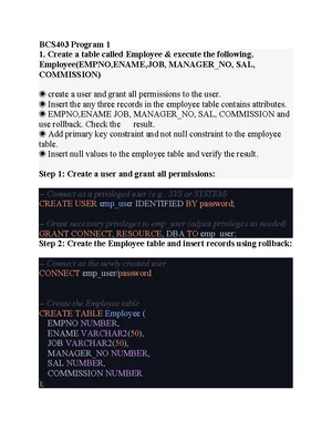 BCS403 - Lab - DATABASE MANAGEMENT SYSTEM Semester 4 Course Code BCS403 ...