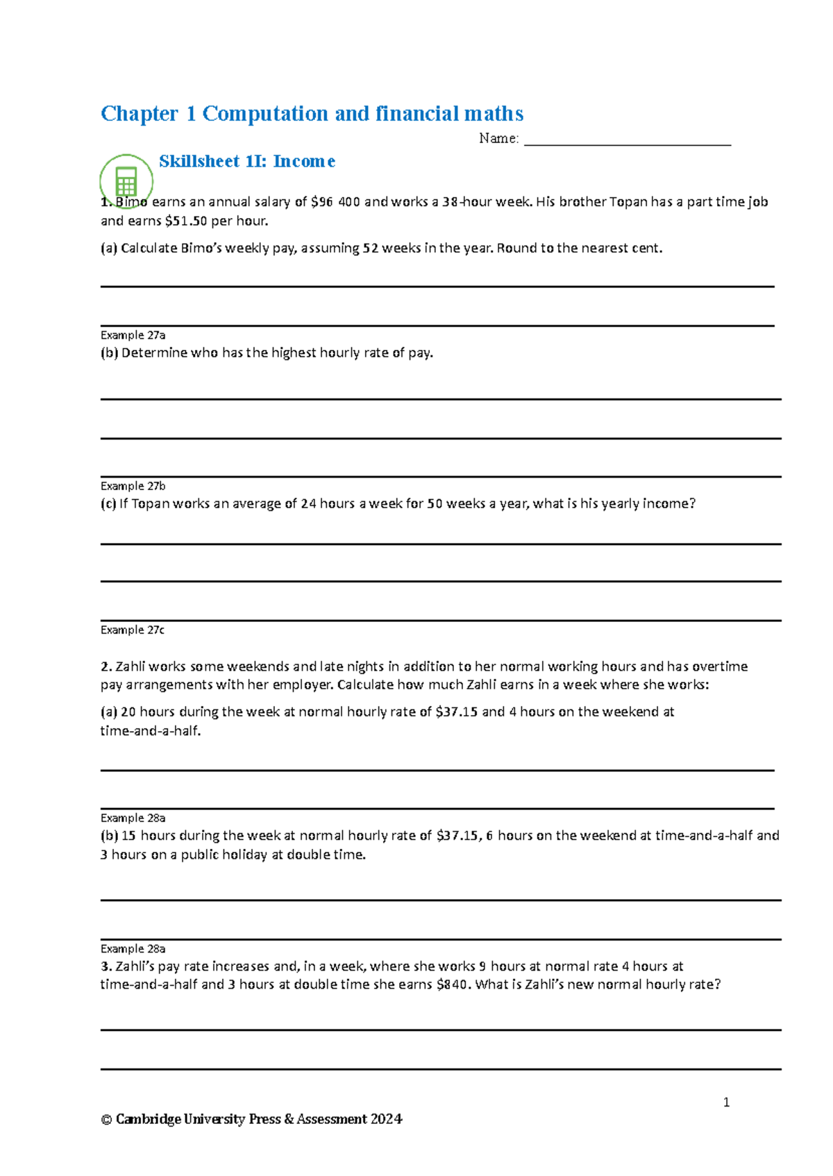 Chapter 1: Computation & Financial Maths - Skillsheet 1I Exercises ...