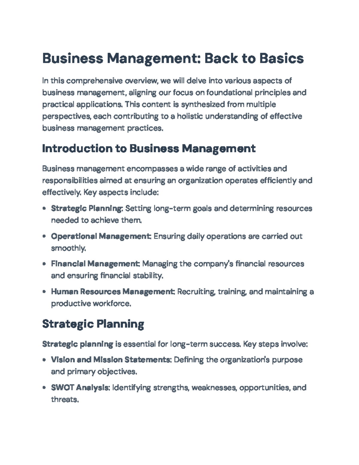 Business Management 101: Key Concepts and Best Practices Overview ...