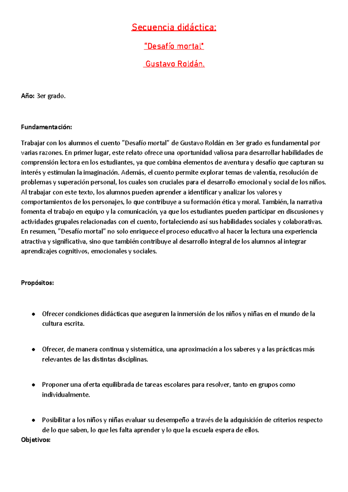 Actividades Didácticas de "Desafío Mortal" para 3er Grado - Secuencia Educativa - Studocu