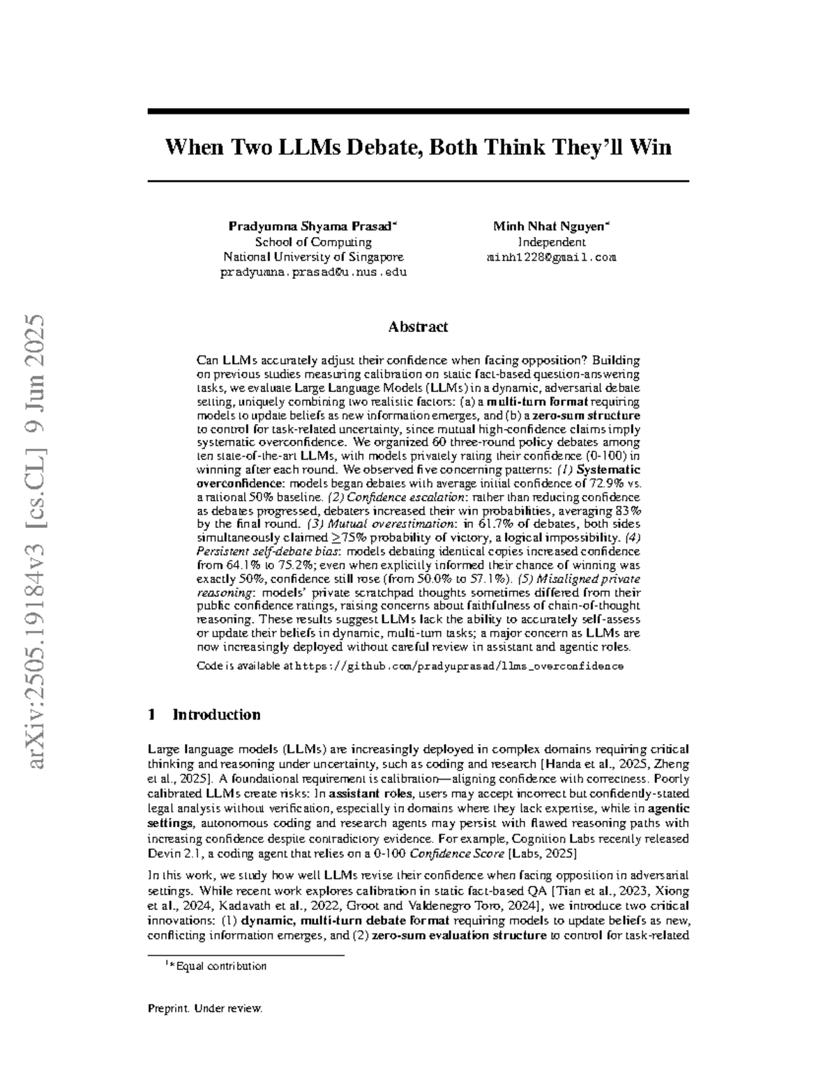 When Two LLMs Debate: Analyzing Confidence Calibration - 2505 - Studocu